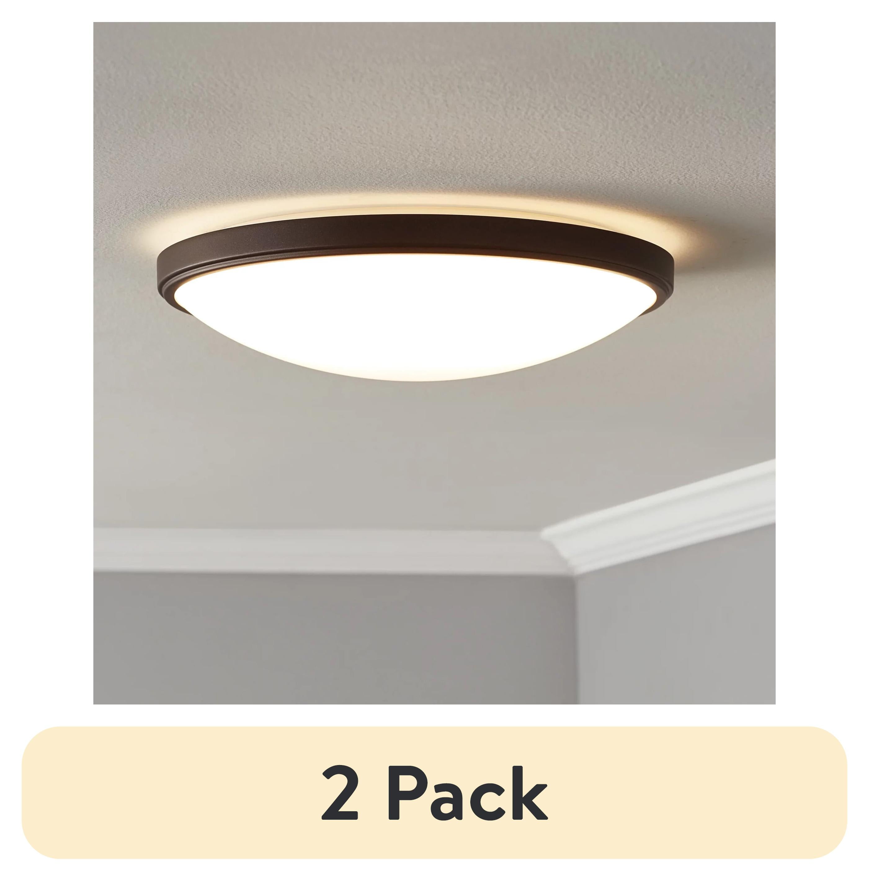 (2 pack) Mainstays 12" Oil Rubbed Bronze Integrated LED Flush Mount ...