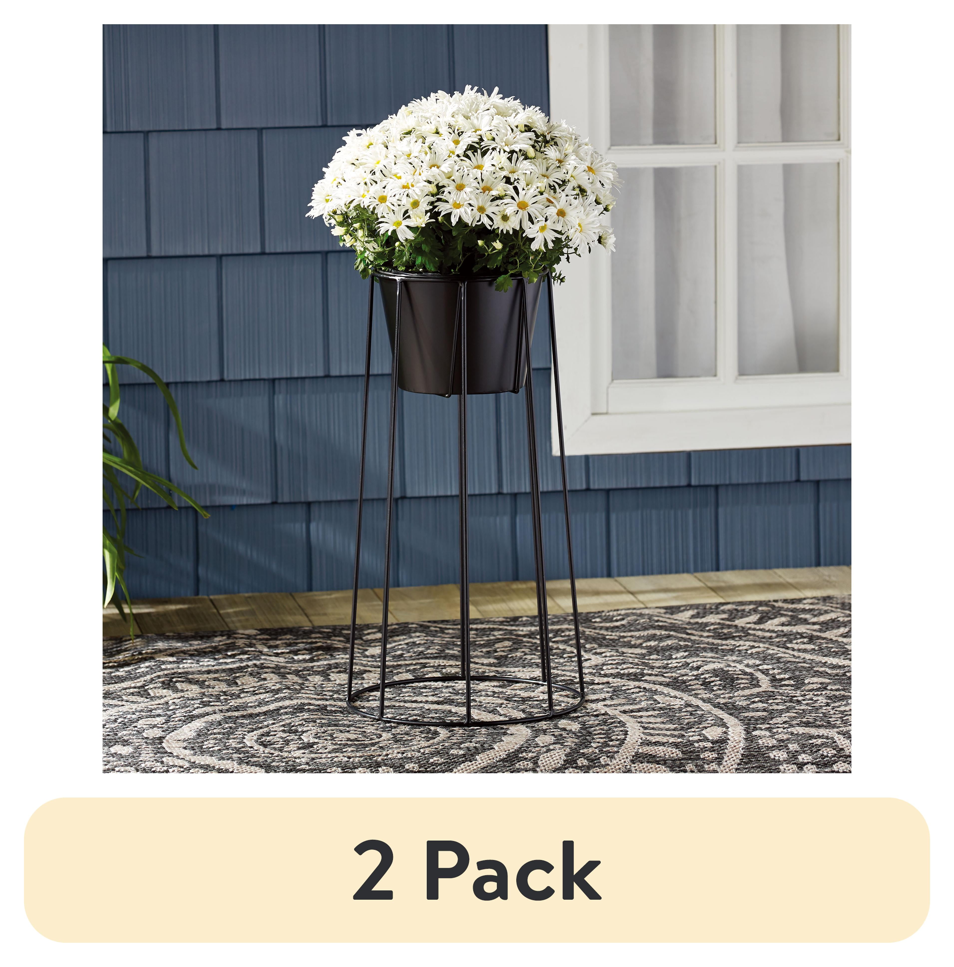 (2 pack) Mainstays 12" x 12" x 22" Black Metal Plant Stand - Walmart.com