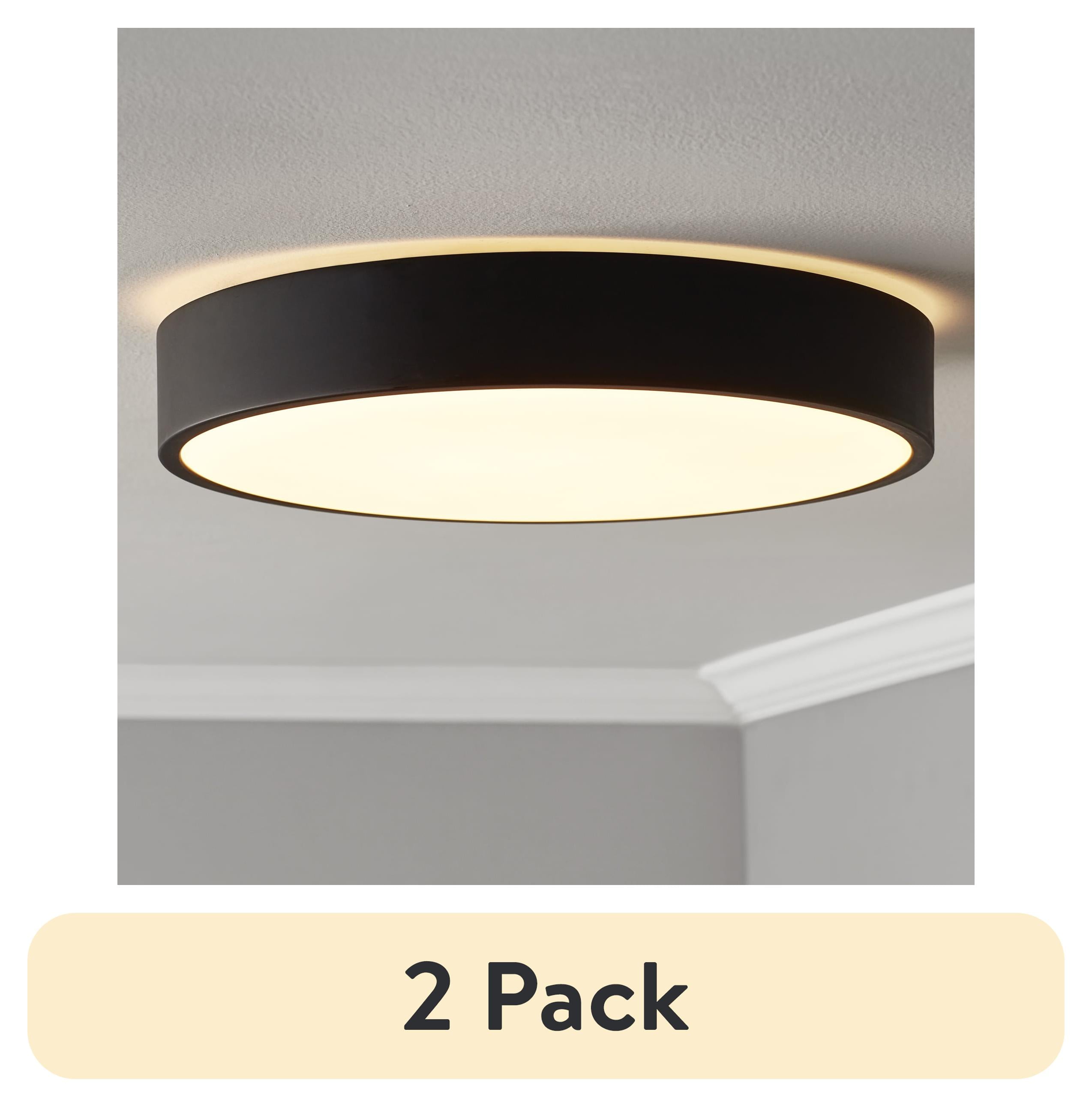 (2 pack) Mainstays 13" Flush Mount Light Integrated LED 3CCT Black Trim ...
