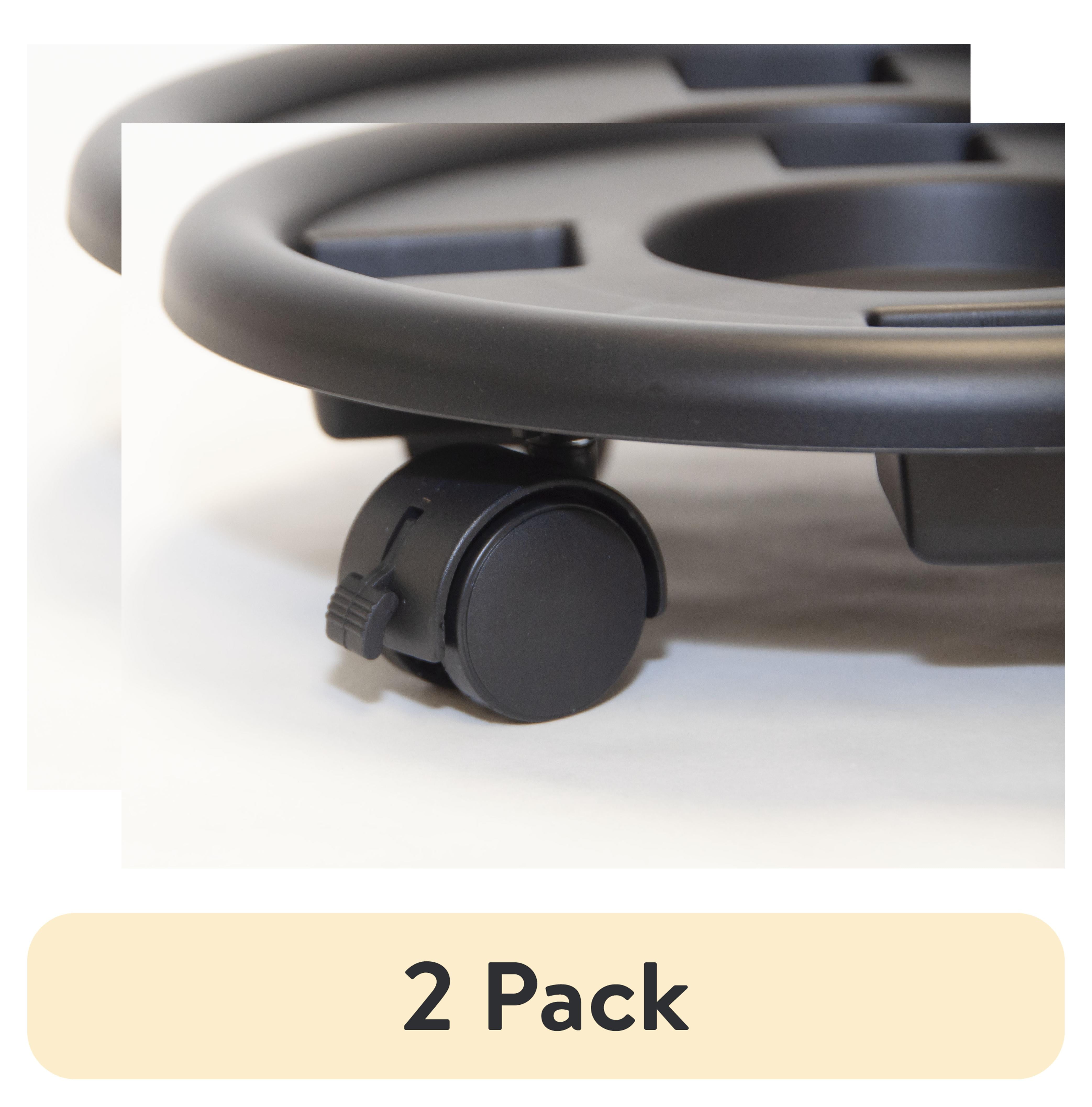 (2 pack) Mainstays 14.5 inch Round Resin Black Plant Caddy with Locking ...