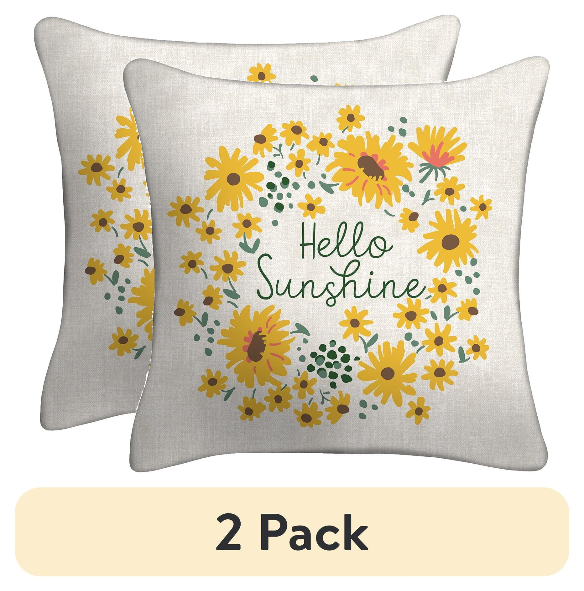 (2 pack) Mainstays 16" x 16" Hello Sunshine Decorative Outdoor Throw ...
