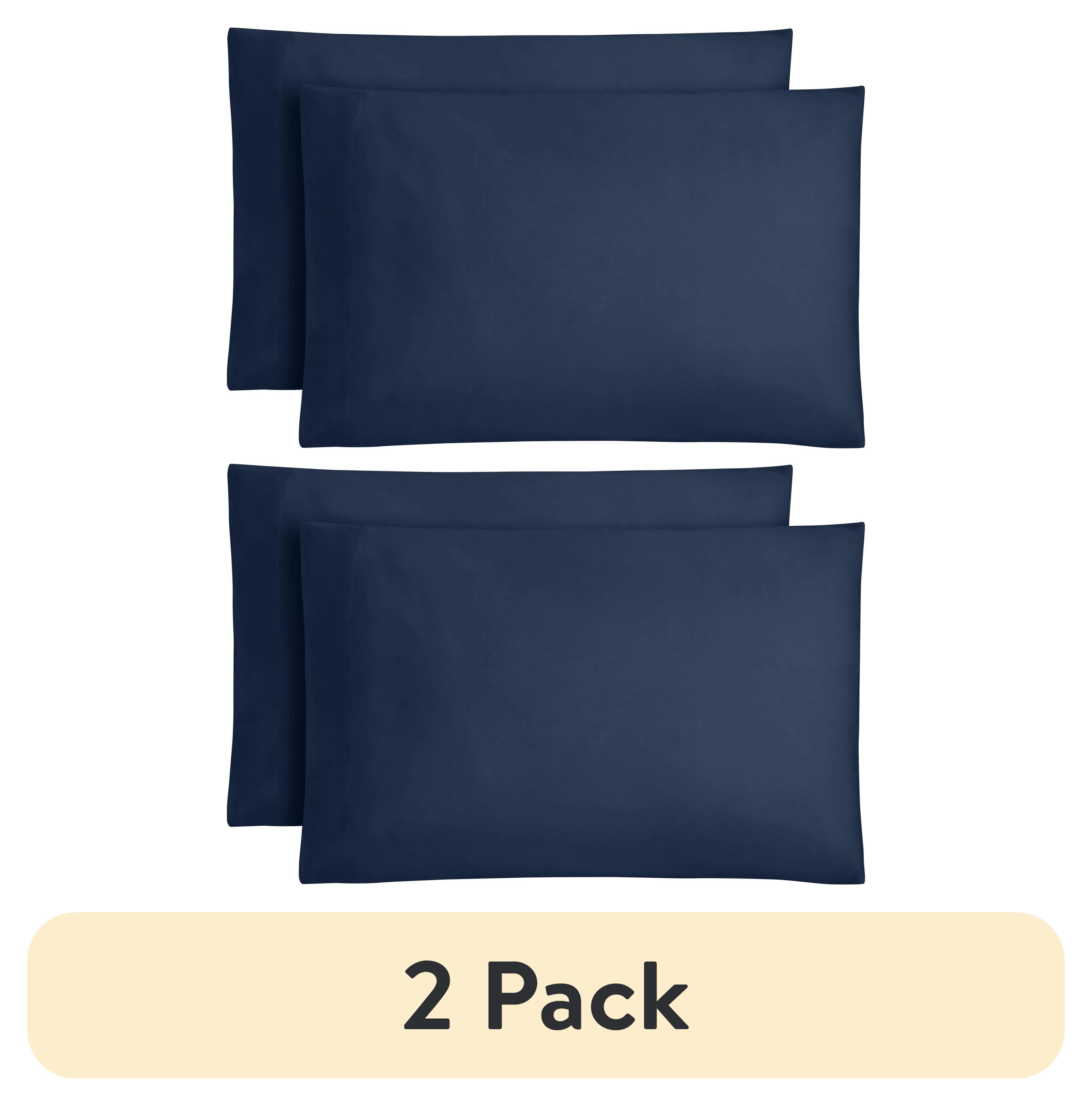 (2 pack) Mainstays 2-Piece 300 Thread Count Blue Cove Cotton Blend Percale Pillowcase Set, King ...