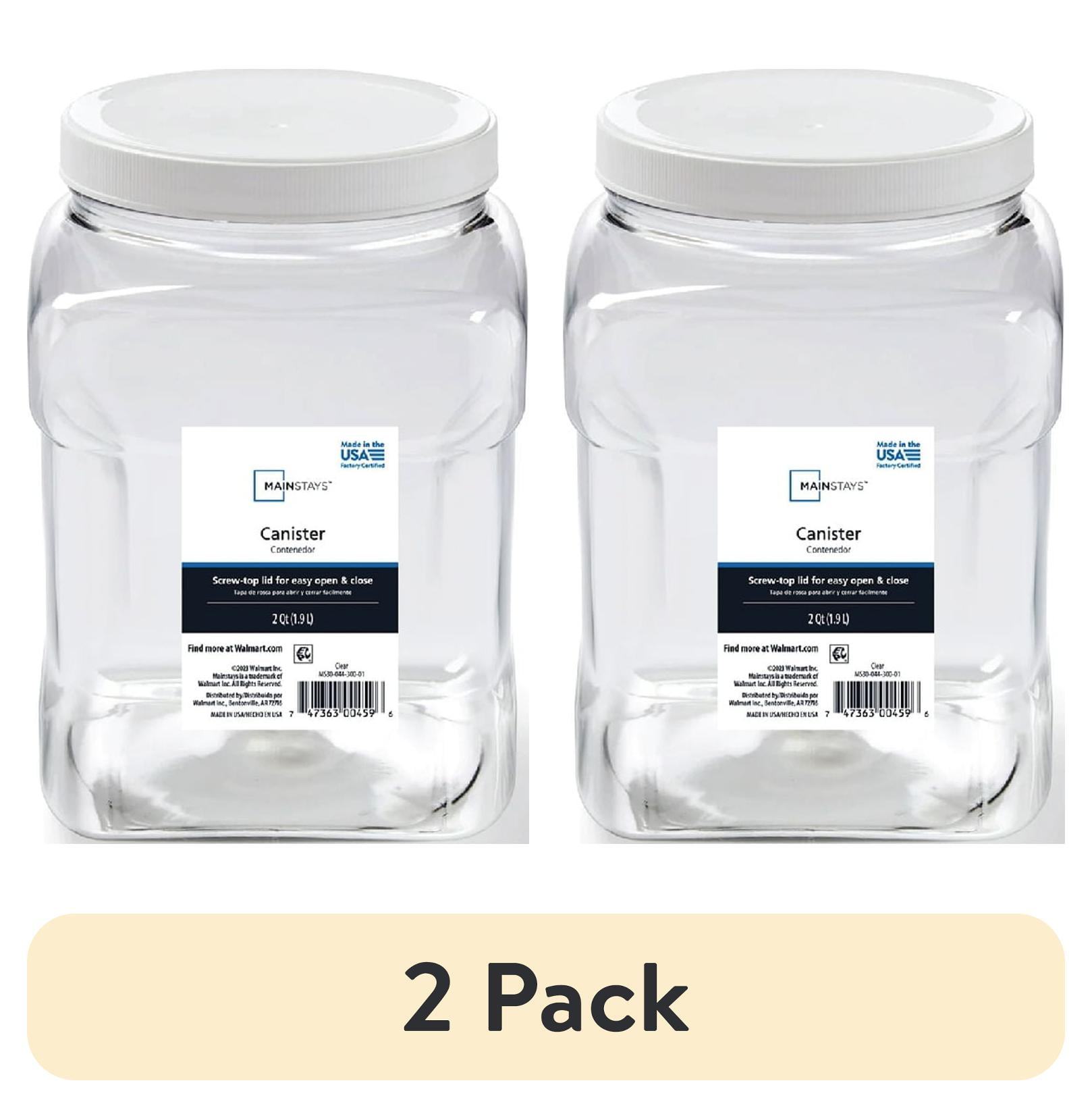 (2 pack) Mainstays 2-Quart Plastic Clear Canister with White Twist-Top ...