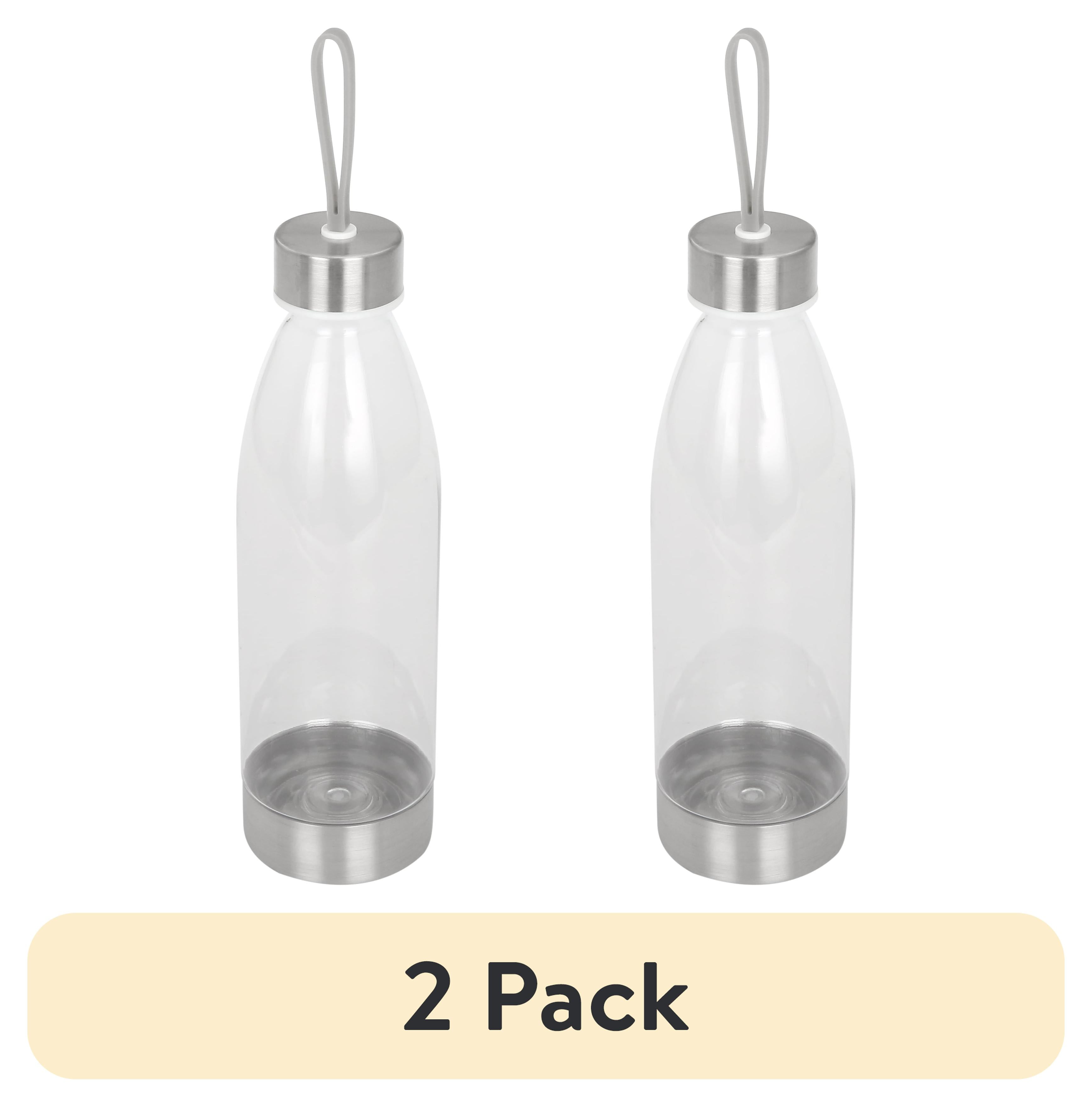 (2 pack) Mainstays 22 Ounce (22 Fluid Ounces) Clear Water Bottle ...