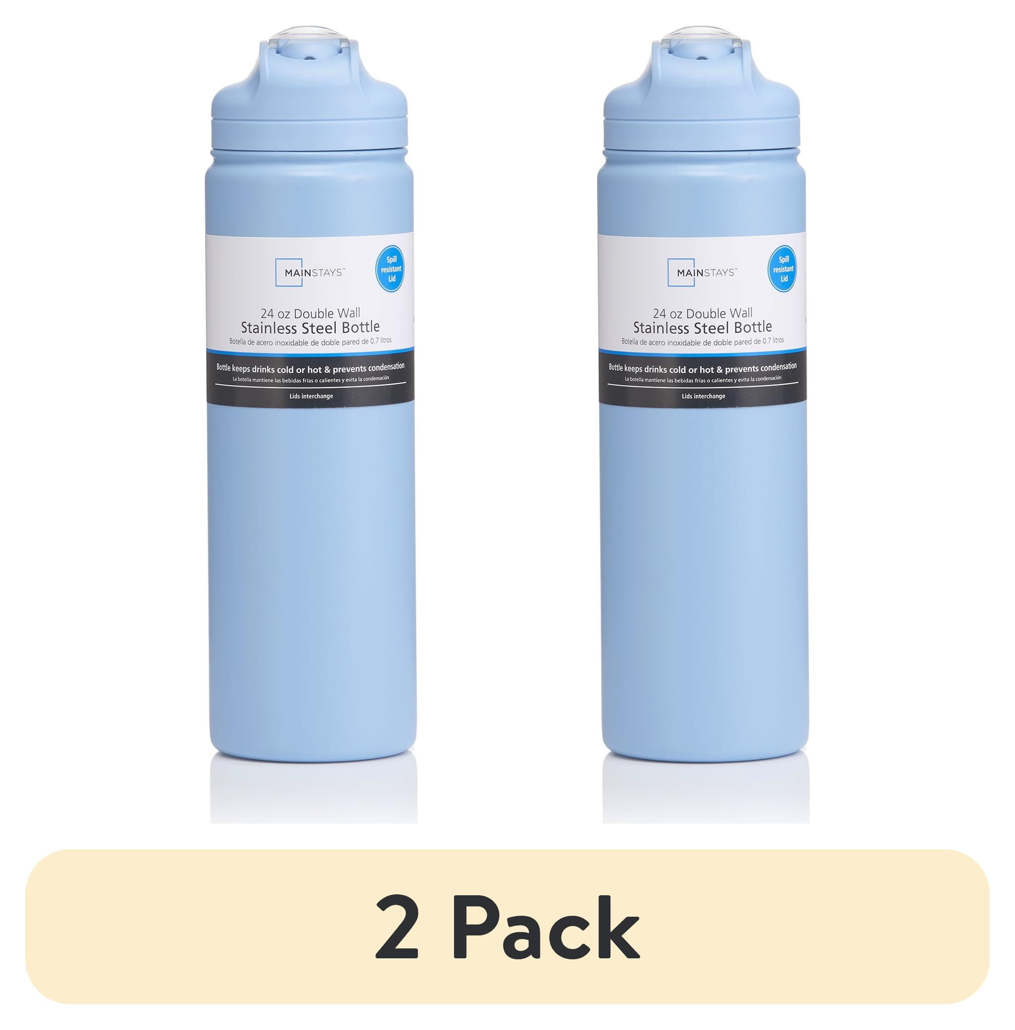 (2 pack) Mainstays 24 fl oz Blue Essence Solid Print Insulated ...