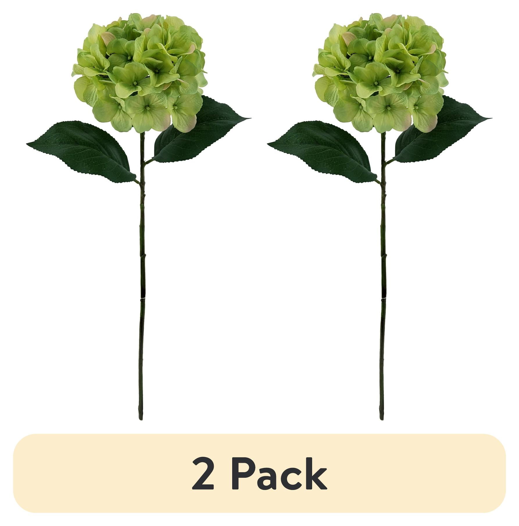 (2 pack) Mainstays 24 inch Artificial Flower Hydrangea Stem, Green ...