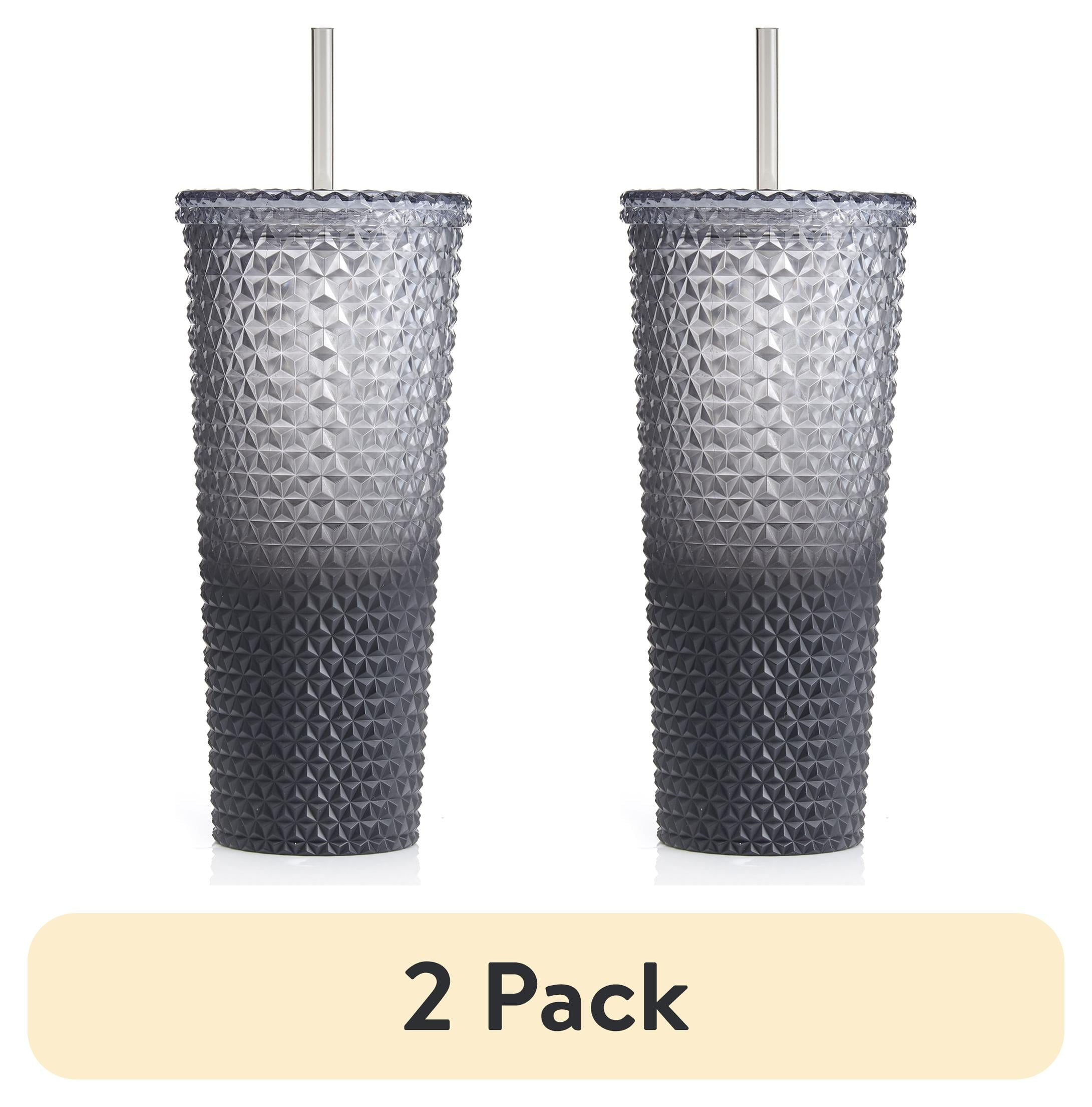 (2 pack) Mainstays 26 fl oz Ombre Black Reusable Plastic Textured ...