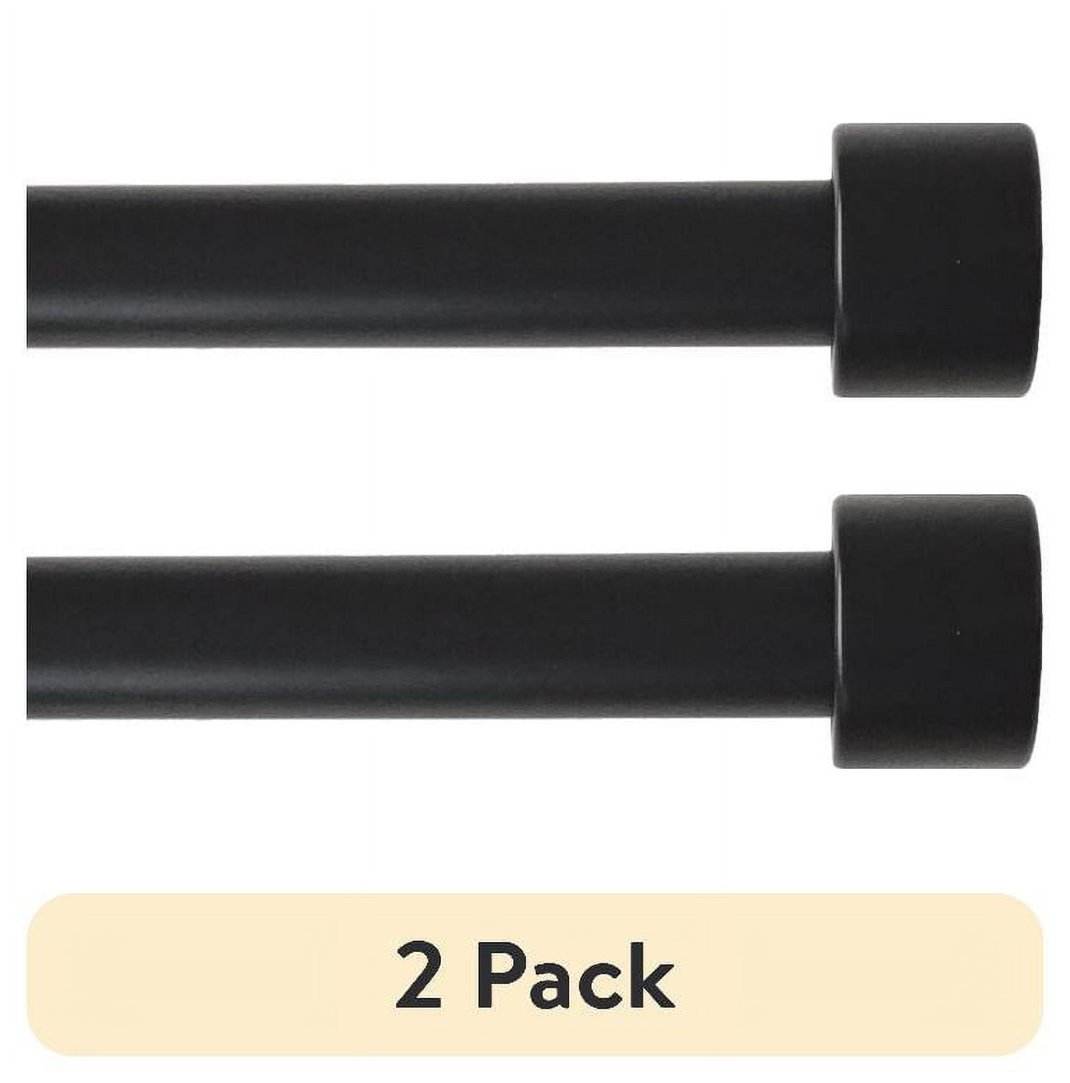 (2 pack) Mainstays 3/4" Matte Black End Cap Adjustable Single Curtain ...