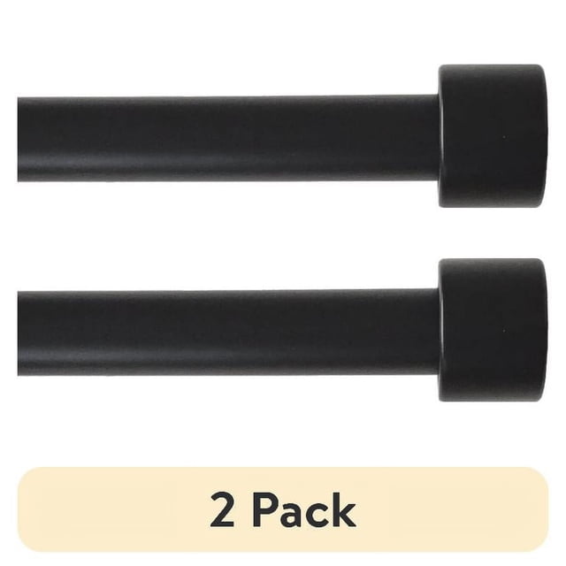 (2 pack) Mainstays 3/4" Matte Black End Cap Adjustable Single Curtain ...