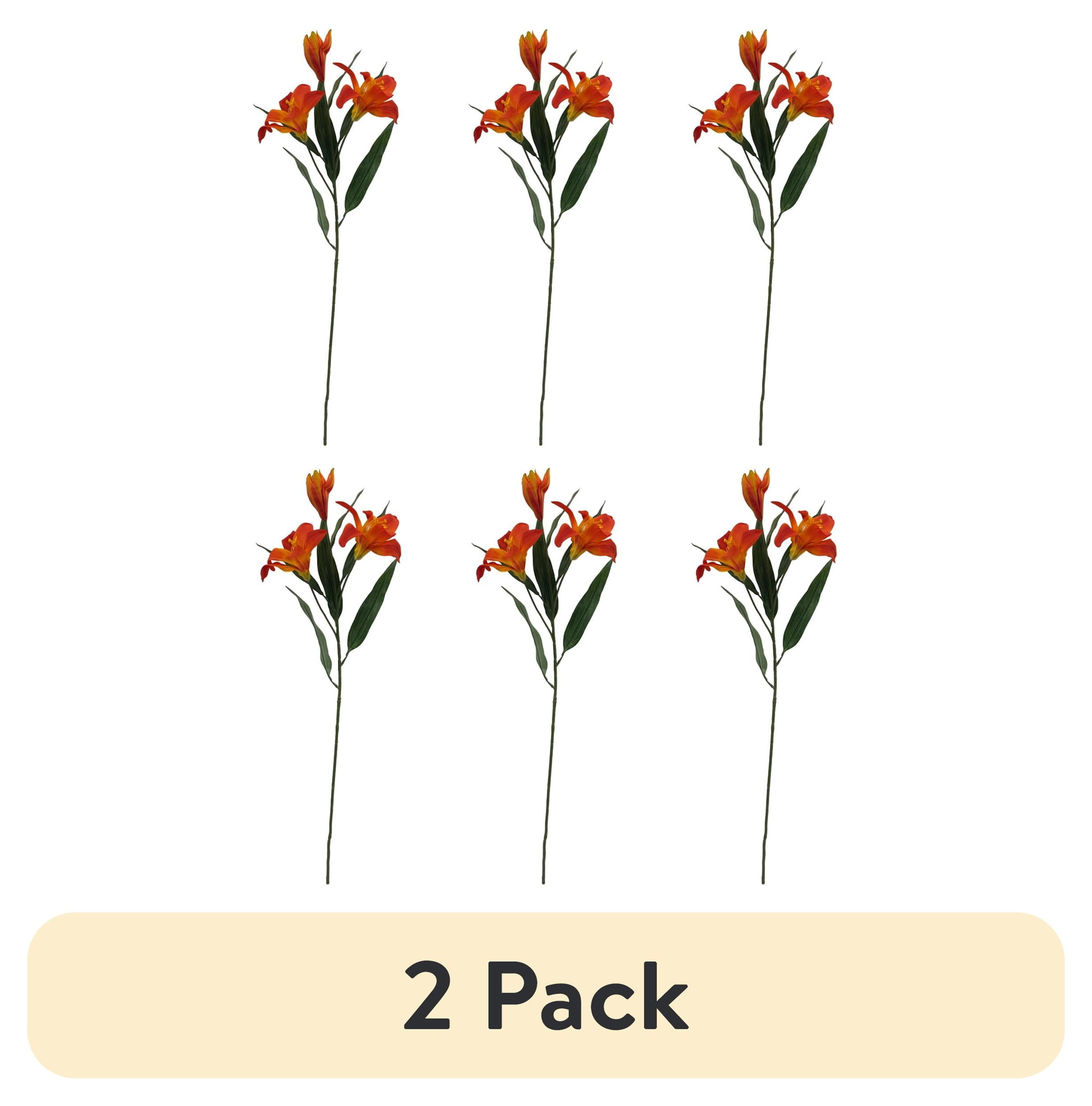 (2 pack) Mainstays 31" Artificial Orange Tiger Lily Flower Stem, Set of ...