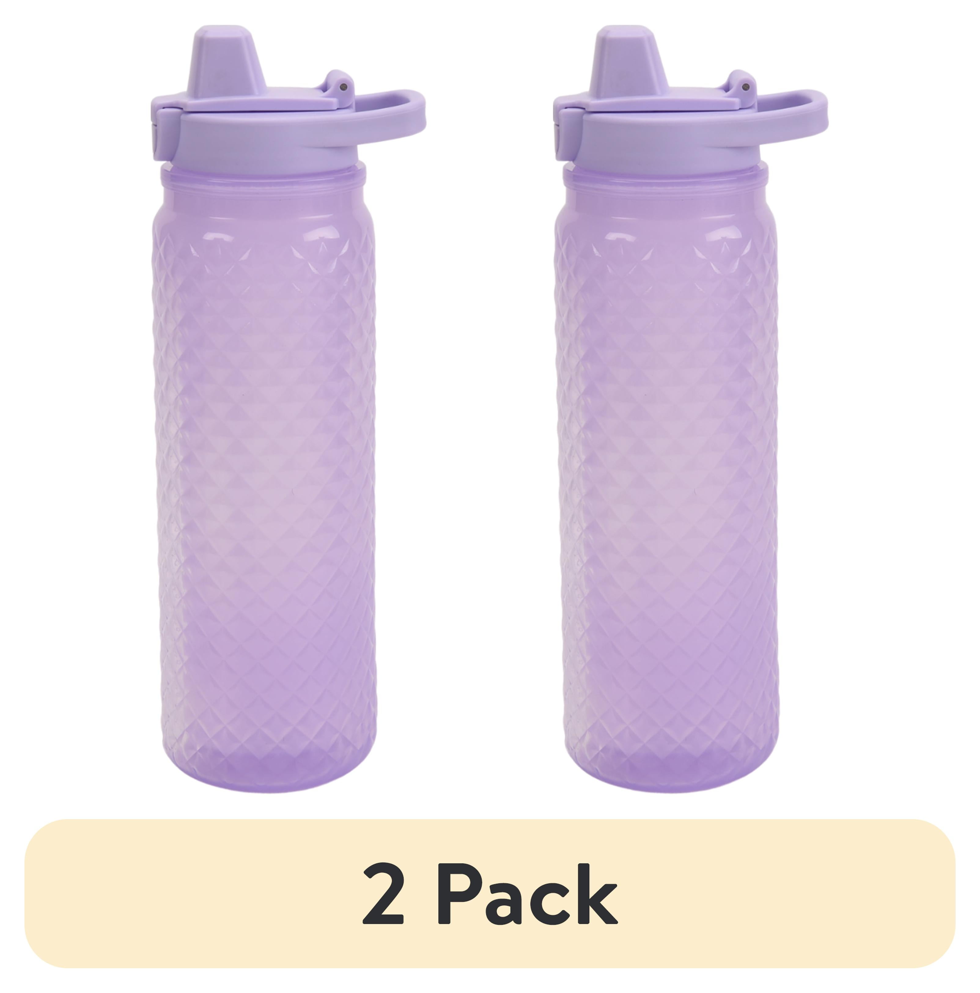 (2 pack) Mainstays 32-Ounce Plastic Textured Water Bottle, Purple ...