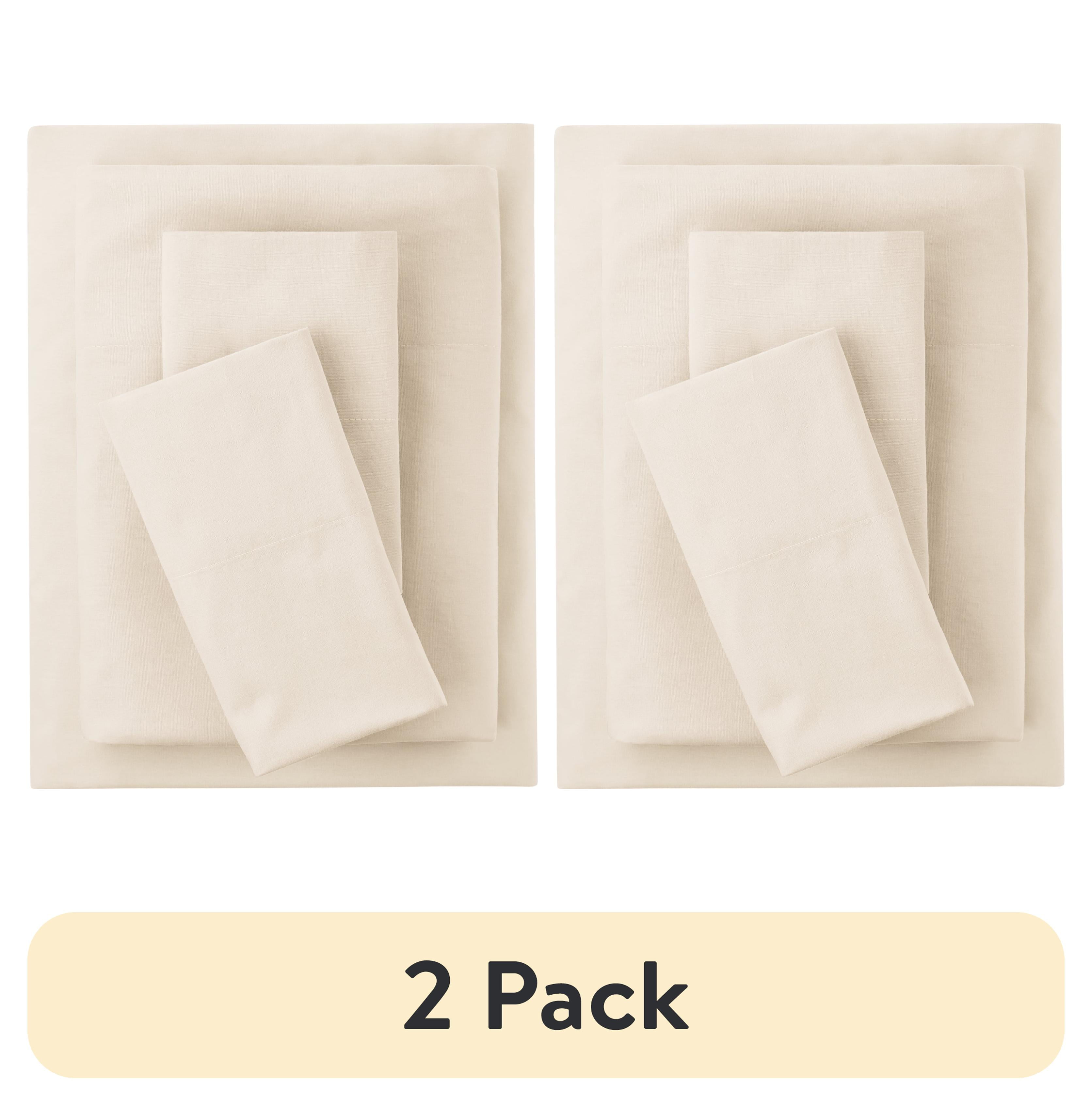 (2 pack) Mainstays 4-Piece 300 Thread Count Beige Cotton Blend Percale ...