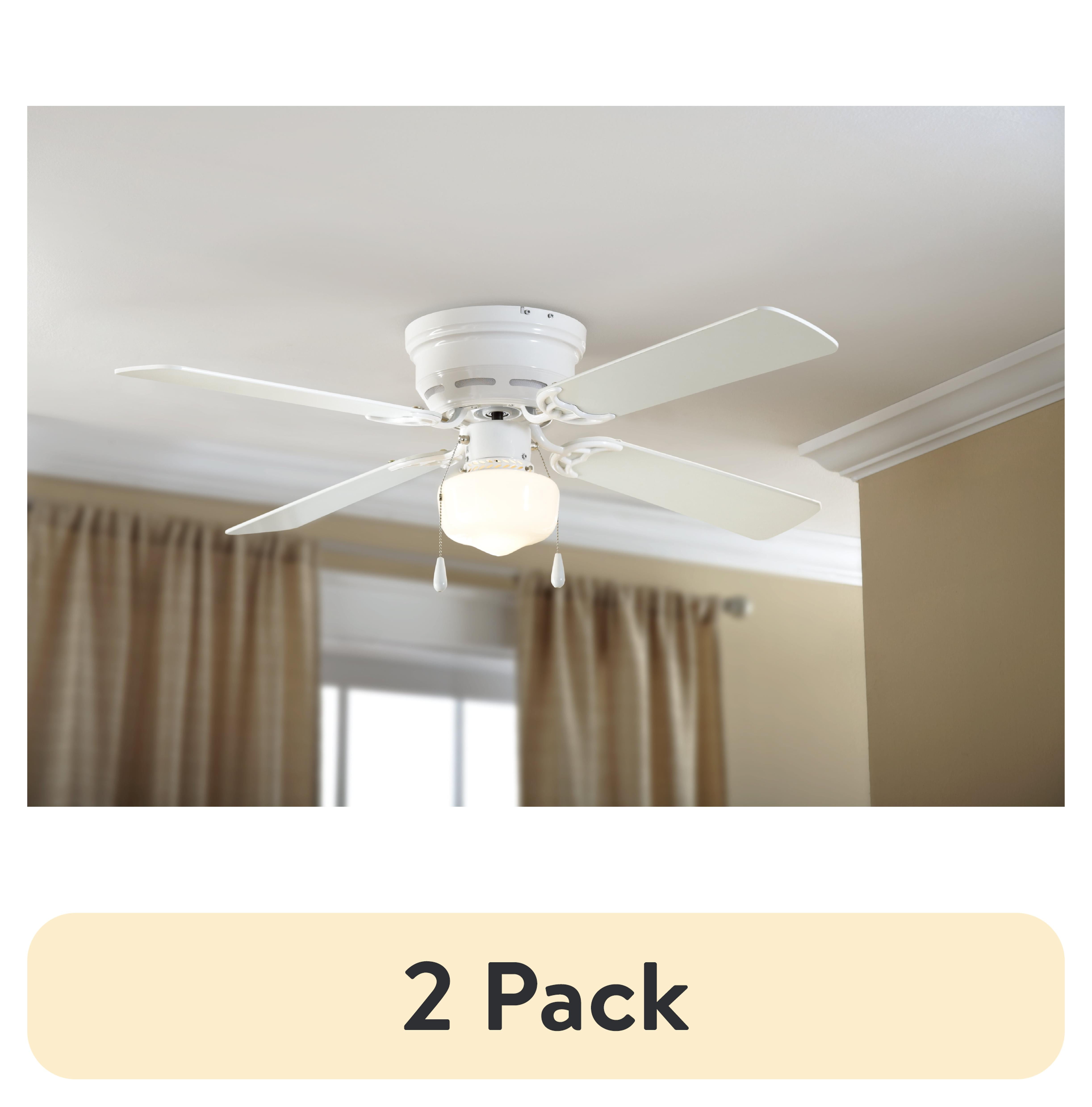 (2 pack) Mainstays 42" Hugger Metal Indoor Ceiling Fan with Light ...