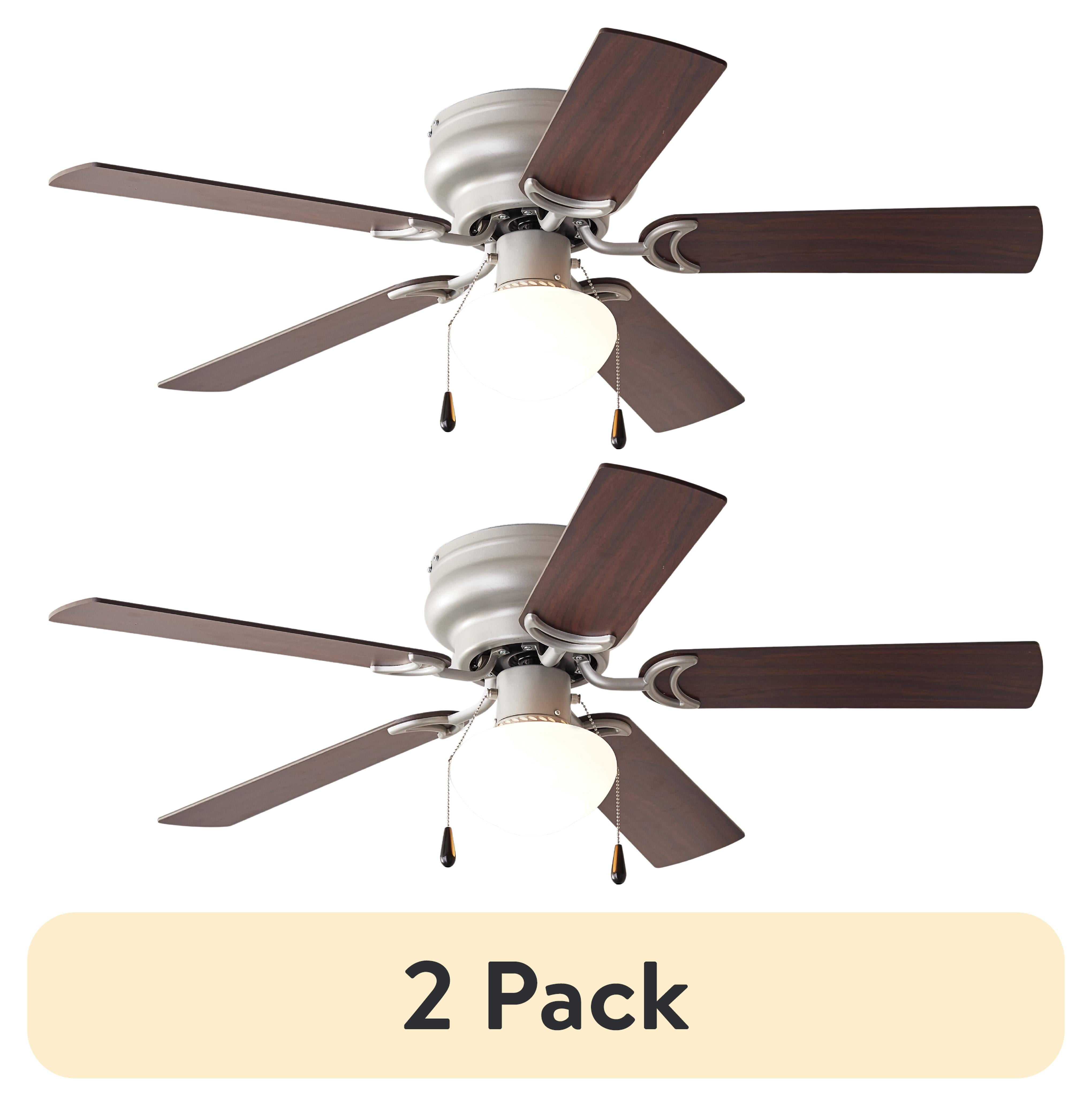 Mainstays 44 Inch Hugger Ceiling Fan with Light Kit, Satin Nickel, 5 ...