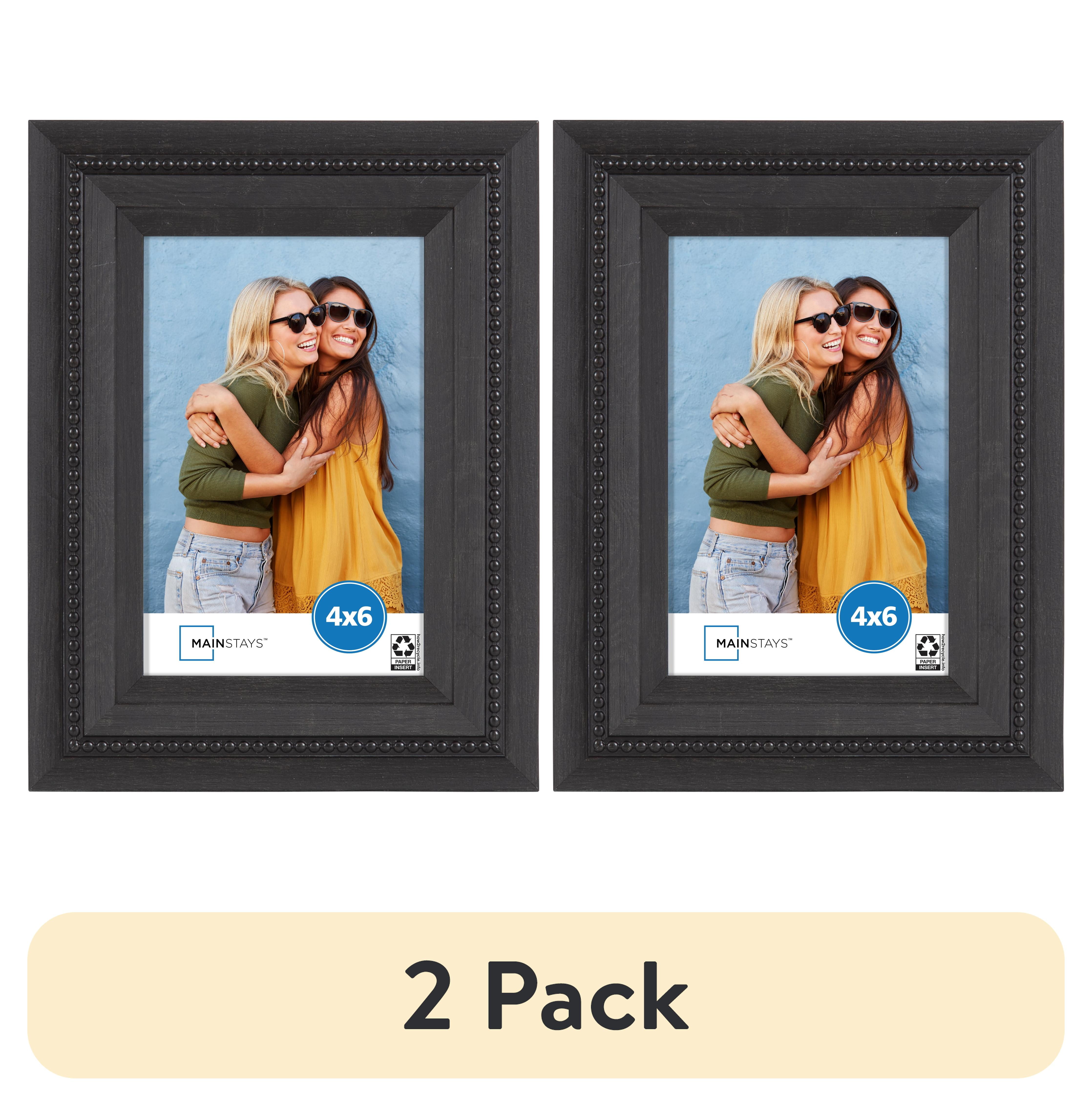 Mainstays 4x6 Beaded Black Tabletop Picture Frame 2 Pack with Easel and ...