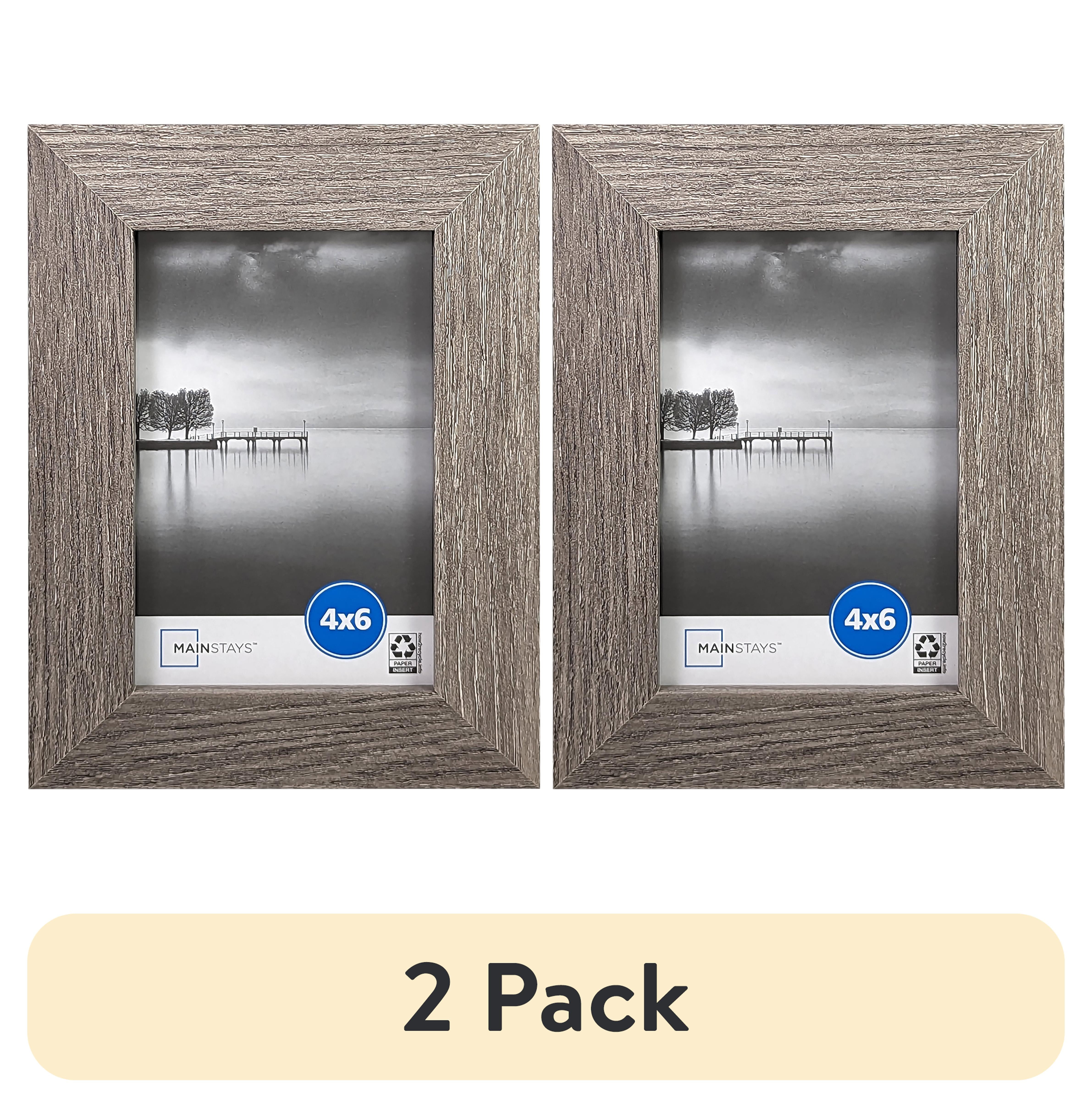 (2 pack) Mainstays 4x6 Wide Beveled Tabletop Picture Frame, Rustic Gray ...