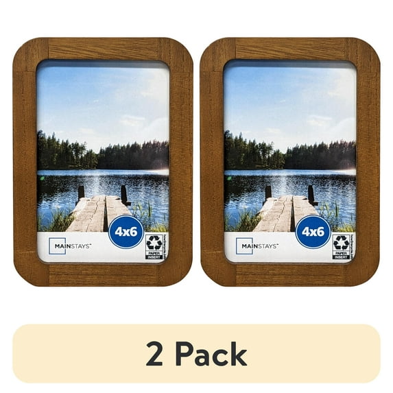 Mainstays 2 Pack 4x6 Inch Walnut Wood Picture Frame with Rounded ...