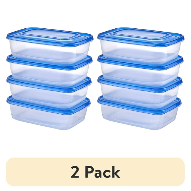 (2 pack) Mainstays 5.23Cup Plastic Rectangle Food Storage Container ...