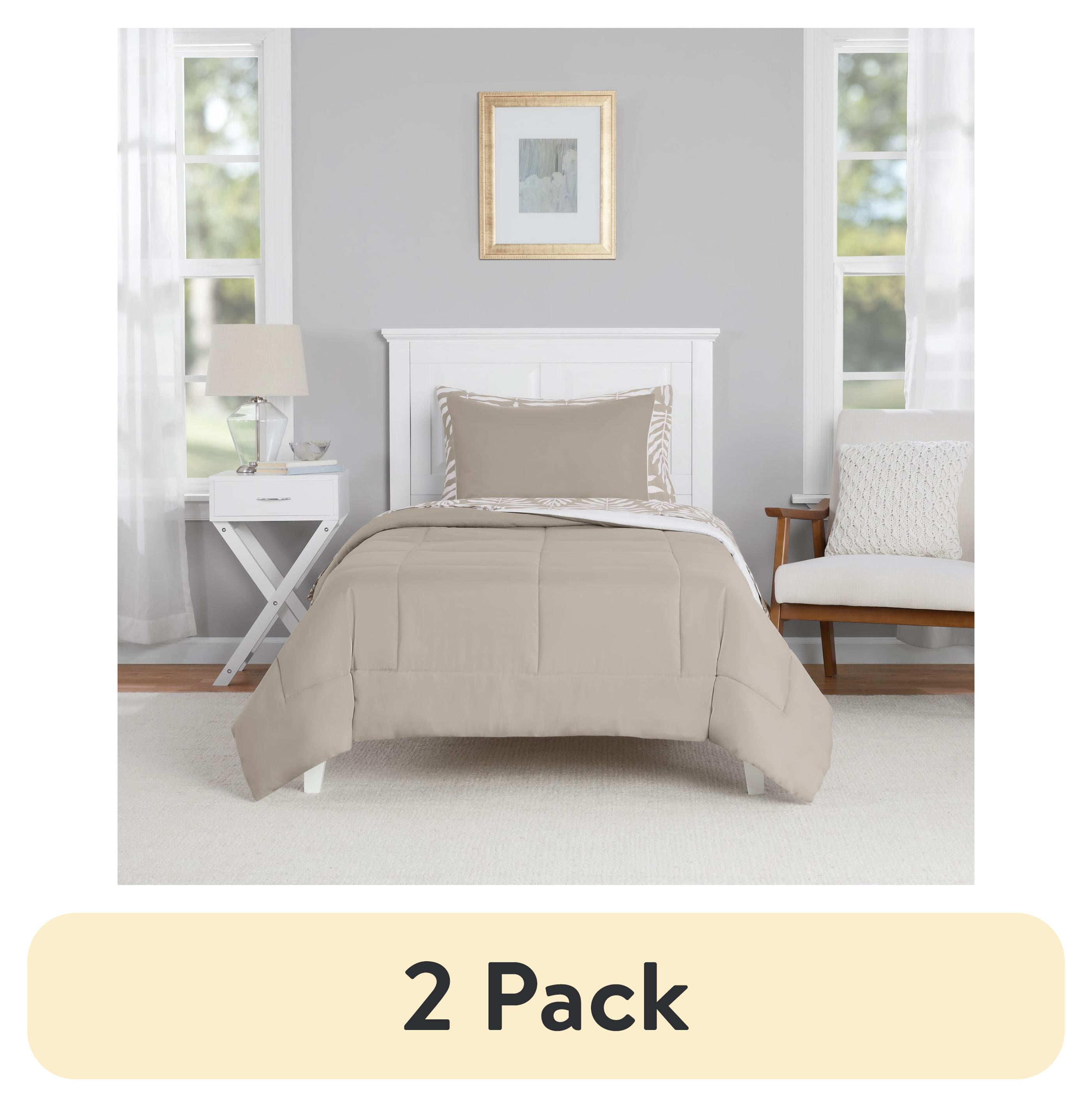 (2 pack) Mainstays 5 Piece Reversible Bed in a Bag Comforter Set with ...