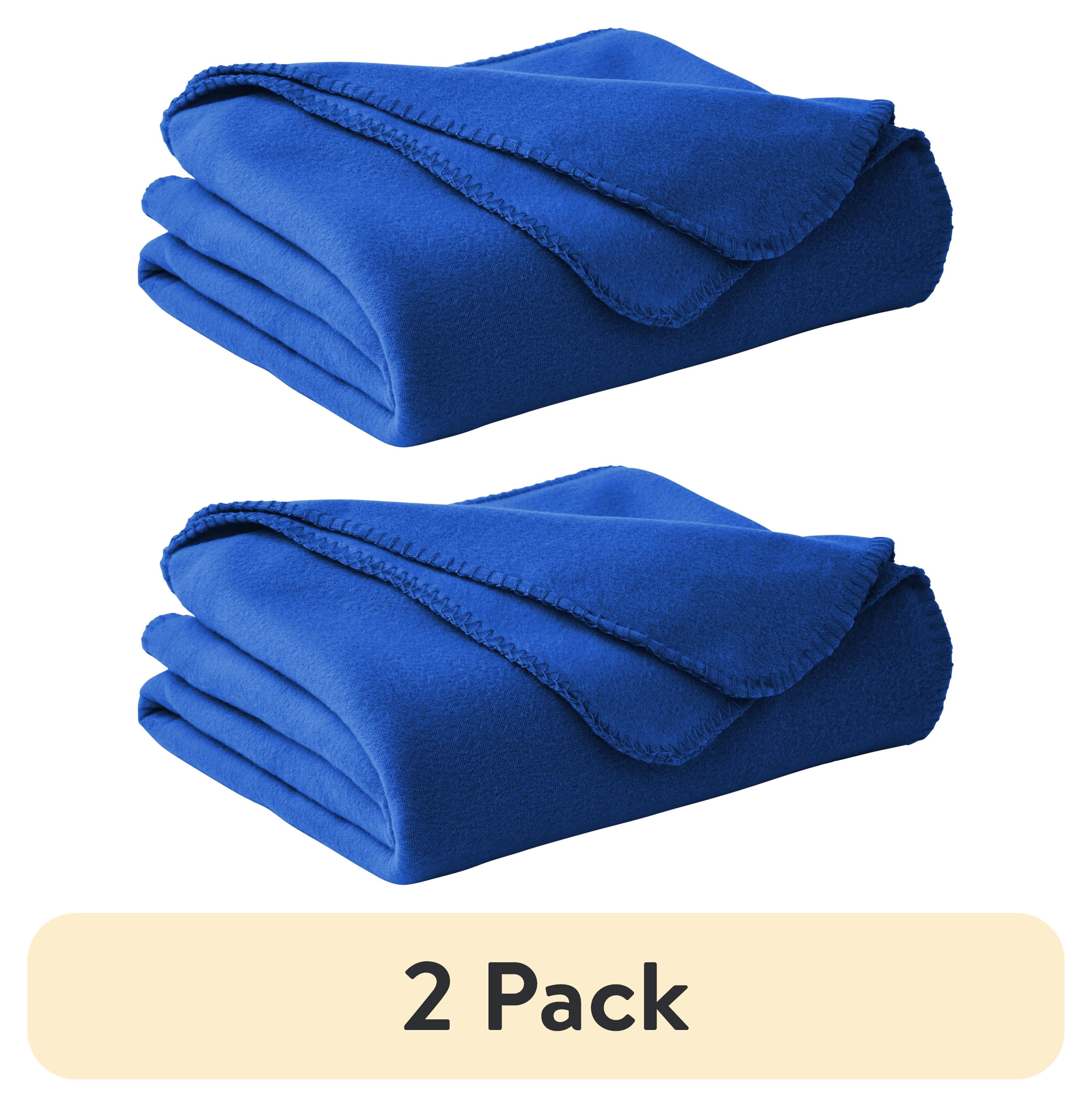 (2 pack) Mainstays 50” x 60” Fleece Throw Blanket, Really Royal Blue ...