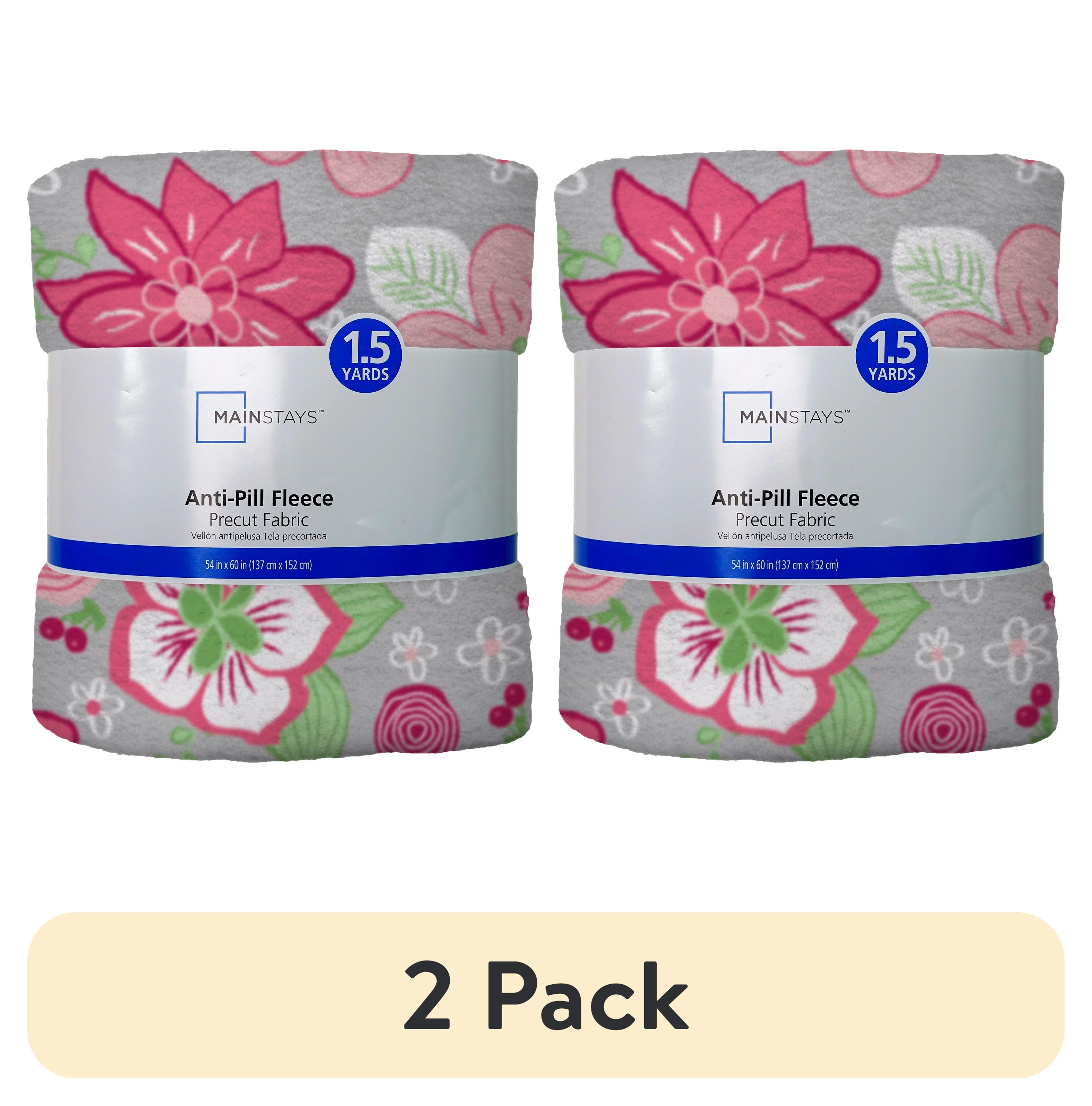 (2 pack) Mainstays 58" x 1.5 yard Lux Anti-pill Fleece Pink Flowers ...