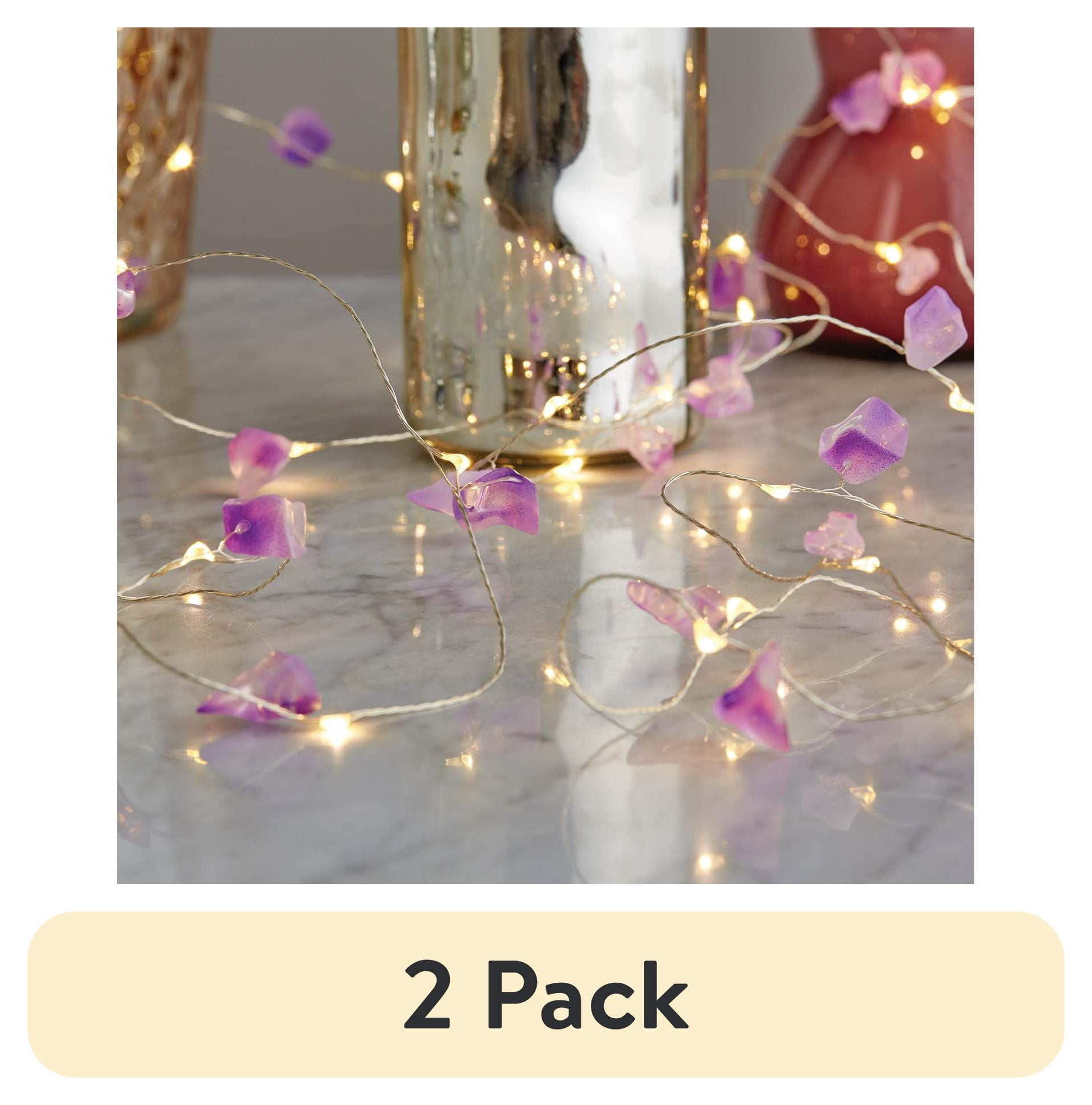 (2 pack) Mainstays 5ft Gemstone Indoor LED Fairy String Lights with ...