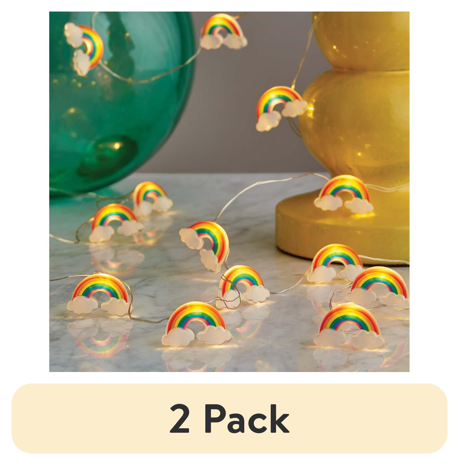 (2 pack) Mainstays 6ft Rainbow Indoor LED Fairy String Lights with ...
