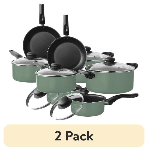 (2 pack) Mainstays 7 Piece Nonstick Aluminum Pots and Pans Cookware Set ...