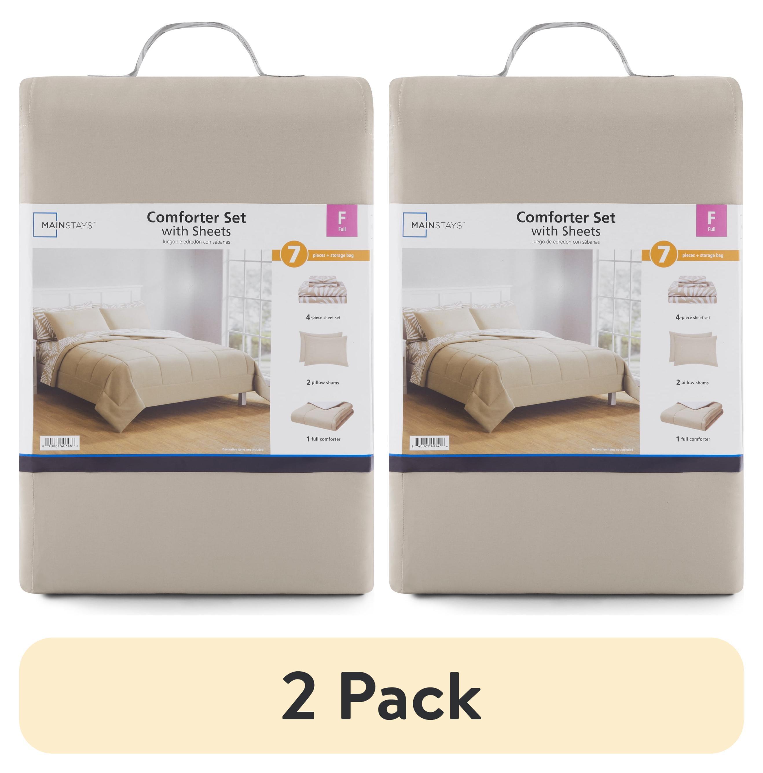 (2 pack) Mainstays 7 Piece Reversible Bed in a Bag Comforter Set with ...