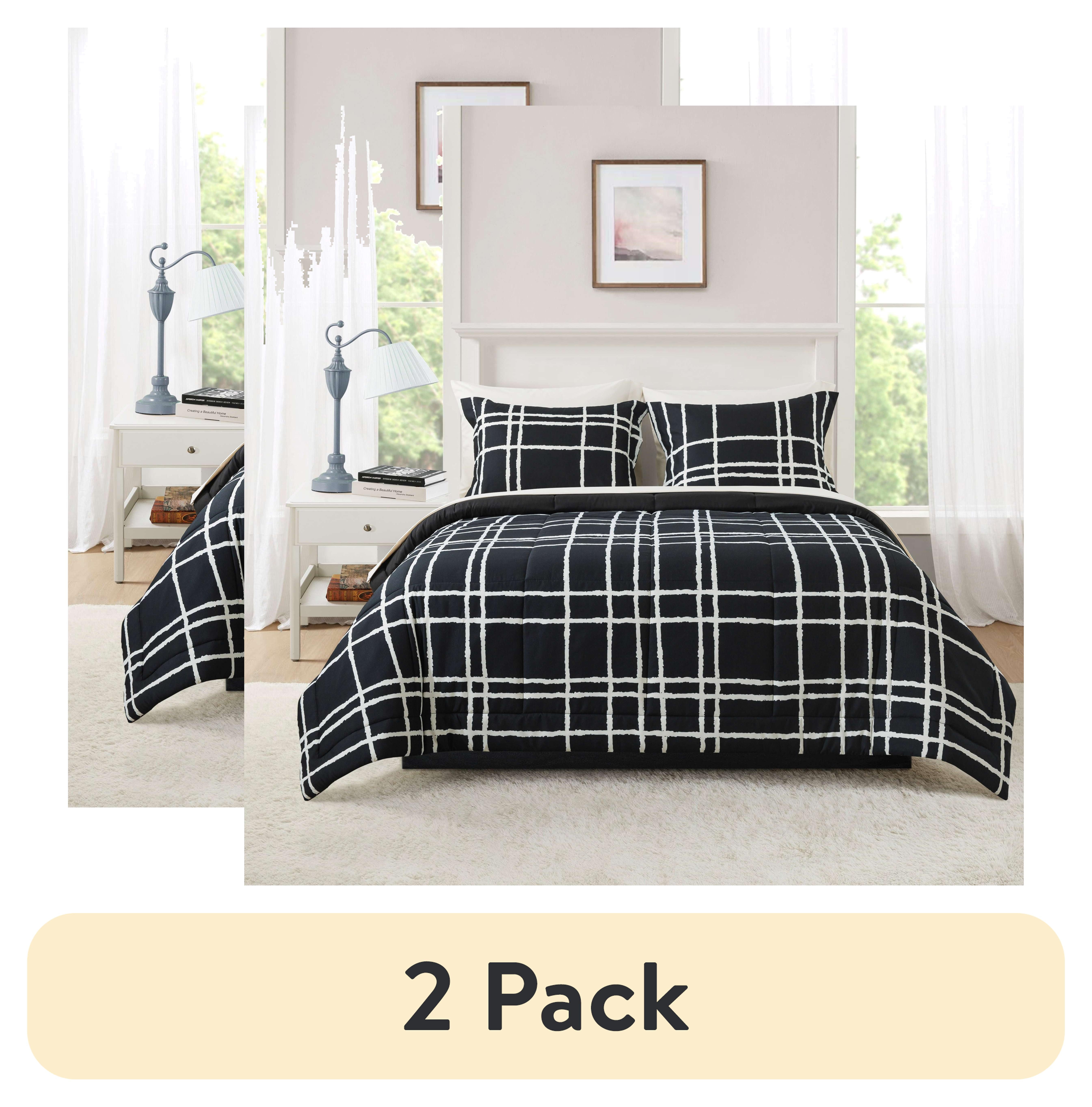 (2 pack) Mainstays 7 Piece Reversible Bed in a Bag Comforter Set with ...