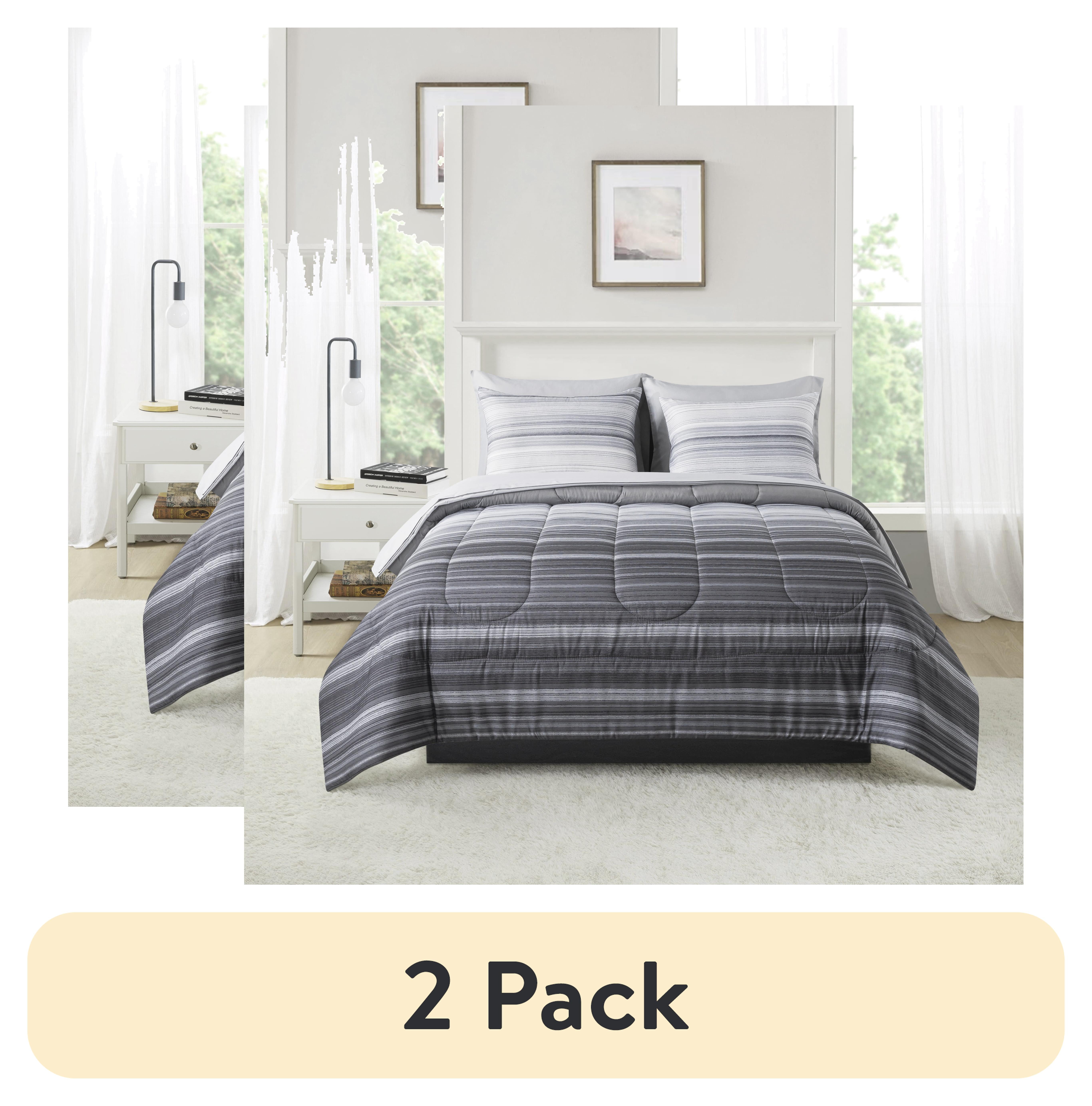(2 pack) Mainstays 7-Piece Reversible Bed in a Bag Comforter Set with ...