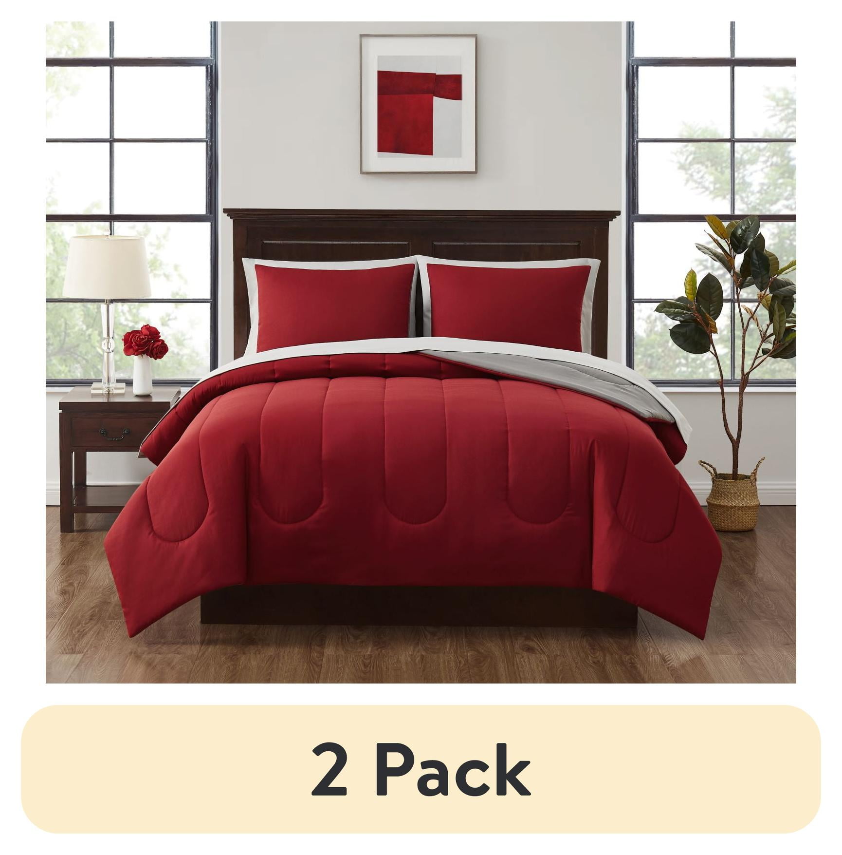 (2 pack) Mainstays 7 Piece Reversible Bed in a Bag Comforter Set with ...