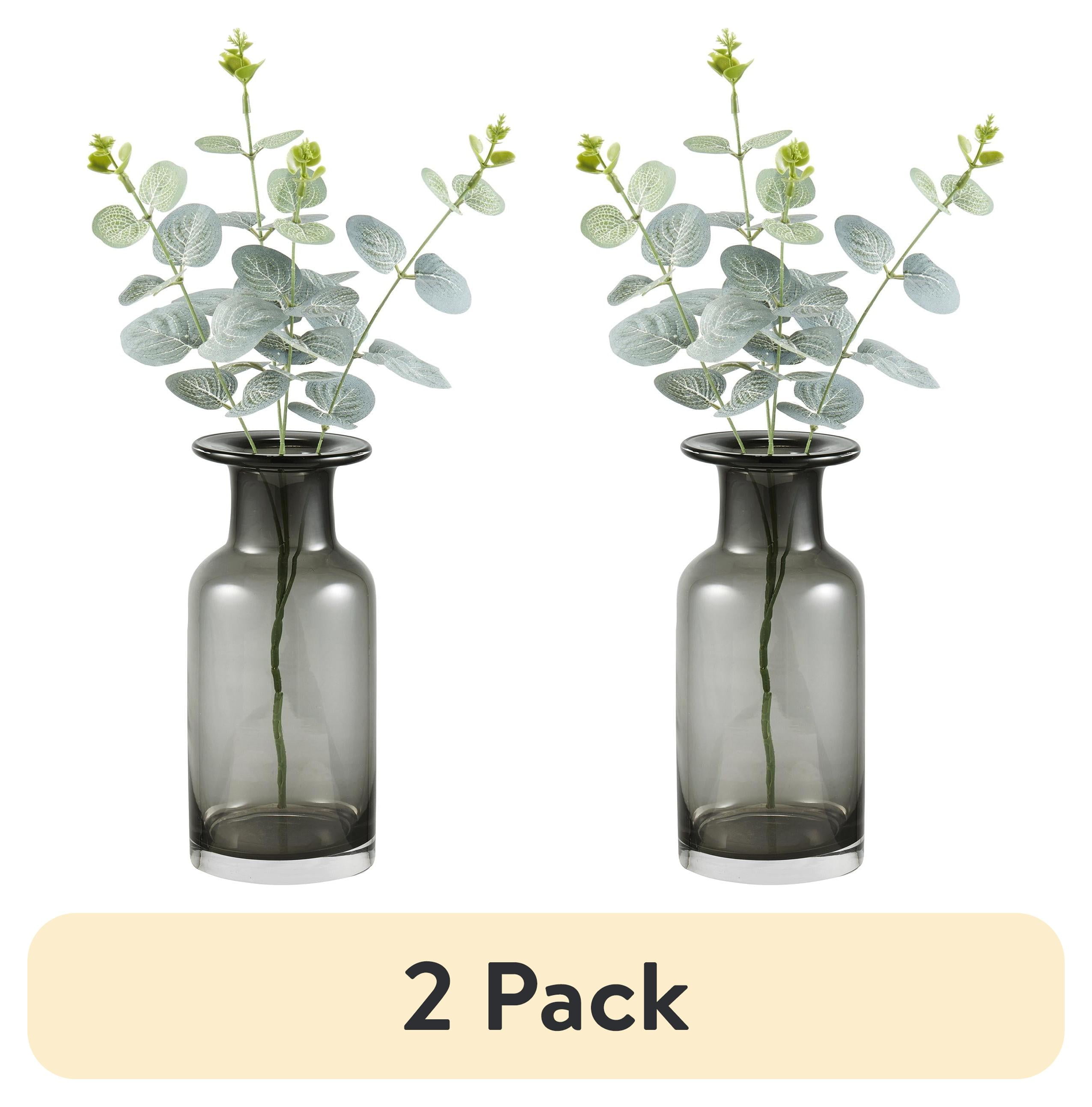 Mainstays 2 Pack 8 Inch Smoked Black Glass Vase Modern Decorative ...