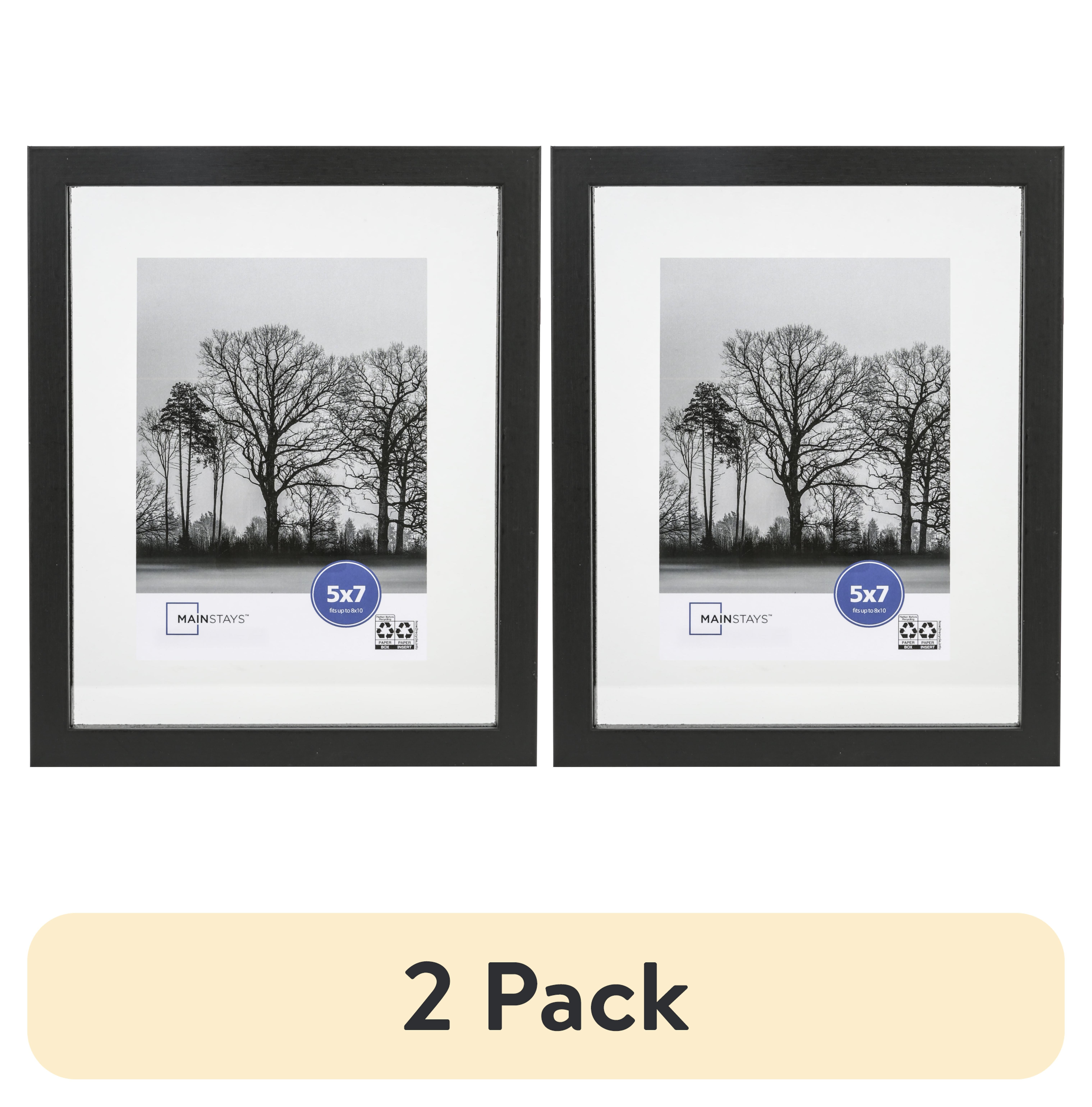 (2 pack) Mainstays – 5x7 Picture Frame – Black Float Frame Linear ...