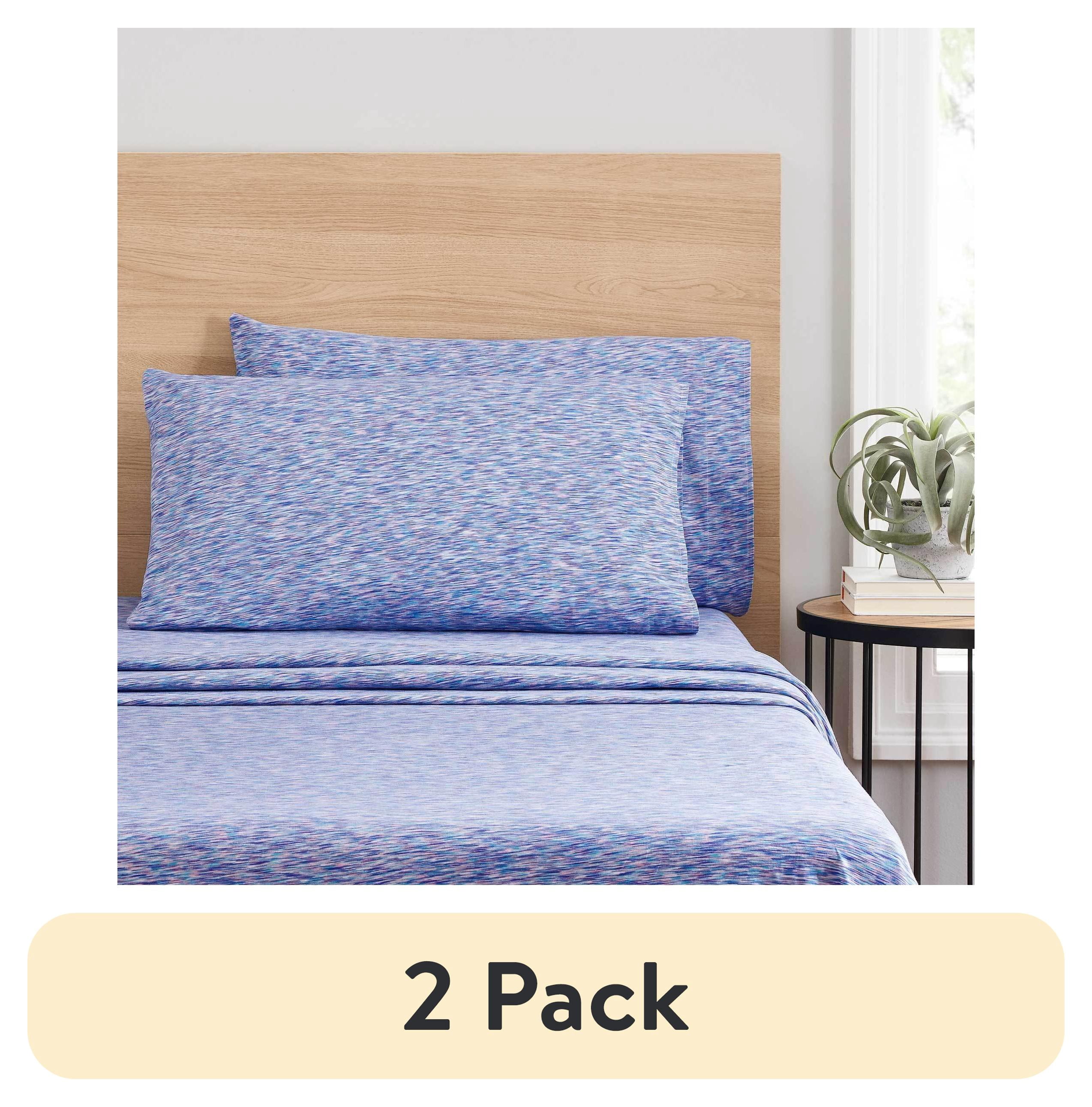 (2 pack) Mainstays Adult Extra Soft Jersey Bed Sheet Set, Full, Purple ...