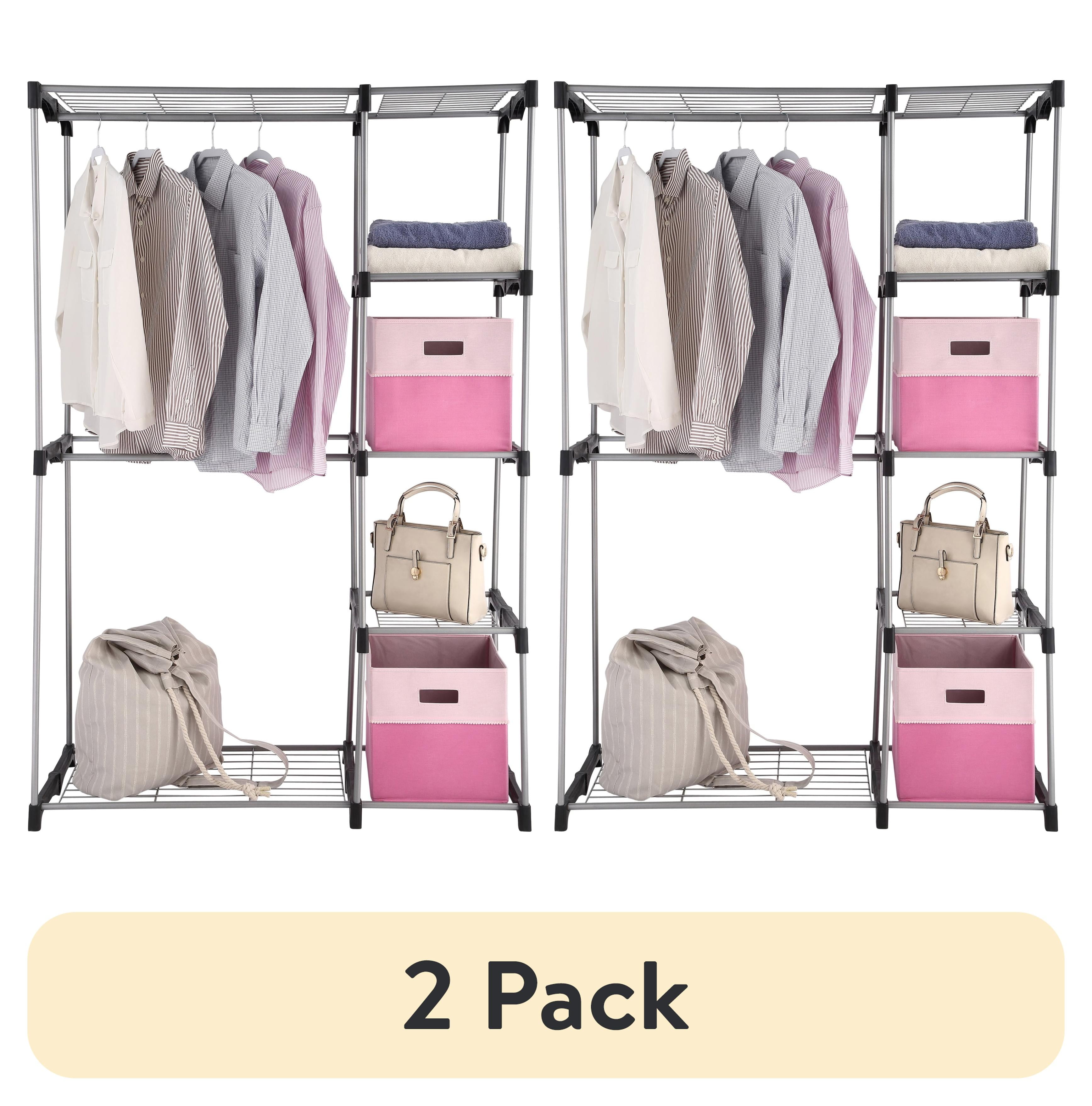 Mainstays 2-Pack Adult Wire Shelf Closet Organizer, 2-Tier, Easy ...