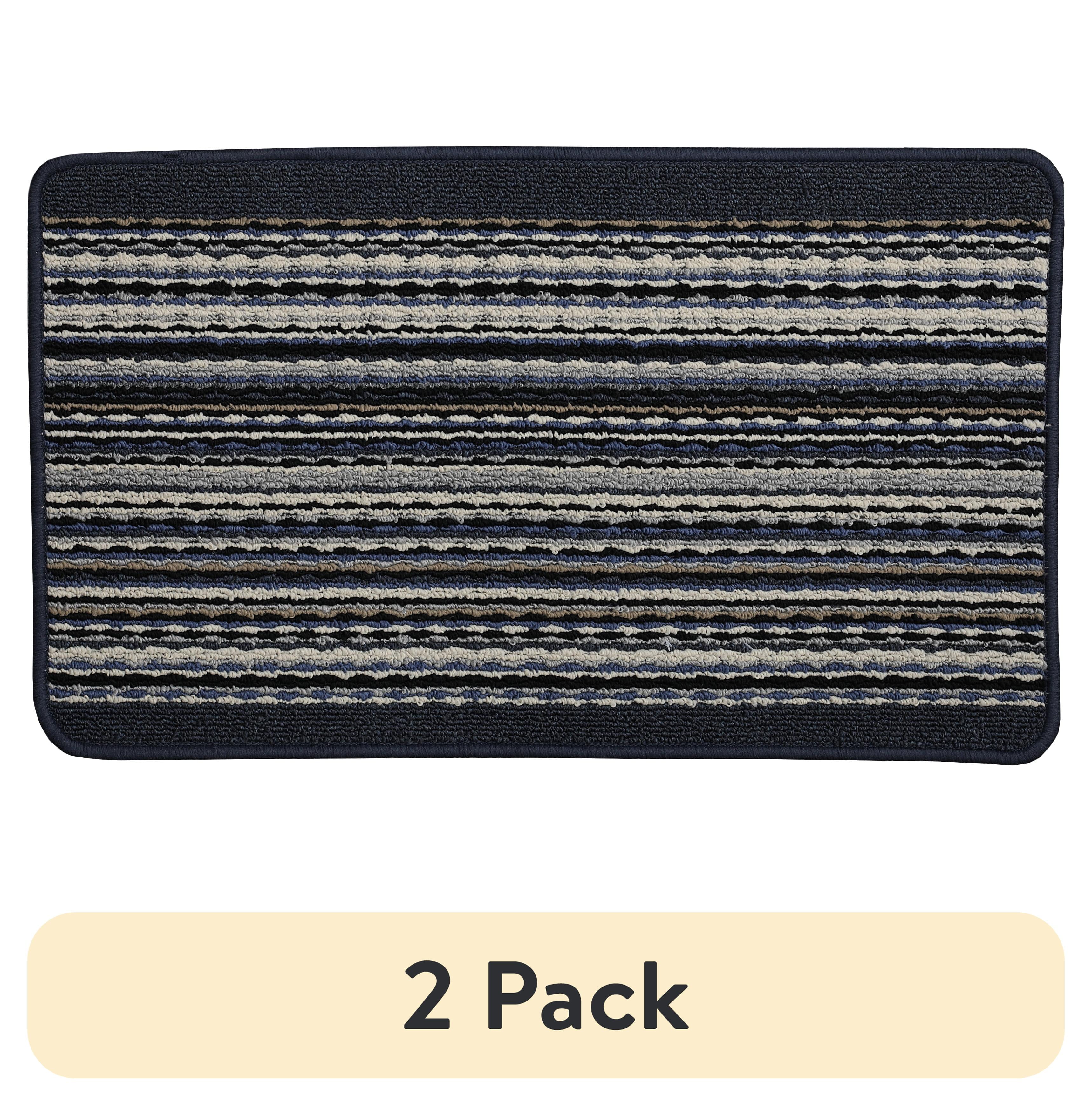 (2 pack) Mainstays Apollo Striped Indoor Polypropylene Area Rug, Navy ...