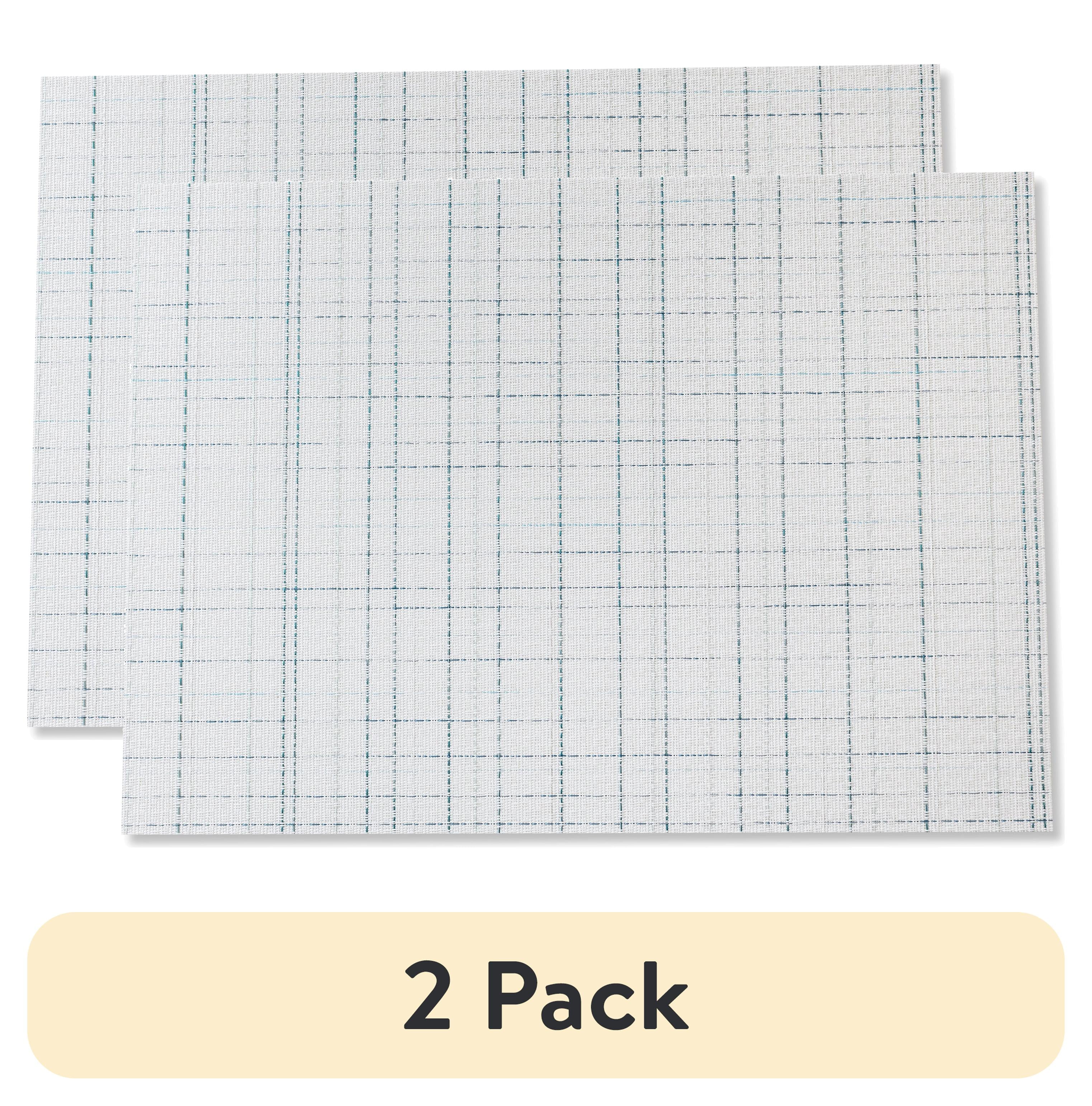 Mainstays 2 Pack Baar Plaid Woven Vinyl Table Placemats Silver 13x18 ...
