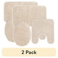 (2 pack) Mainstays Basic 3-Piece Polyester Bath Rug Set: Tan, Contour ...