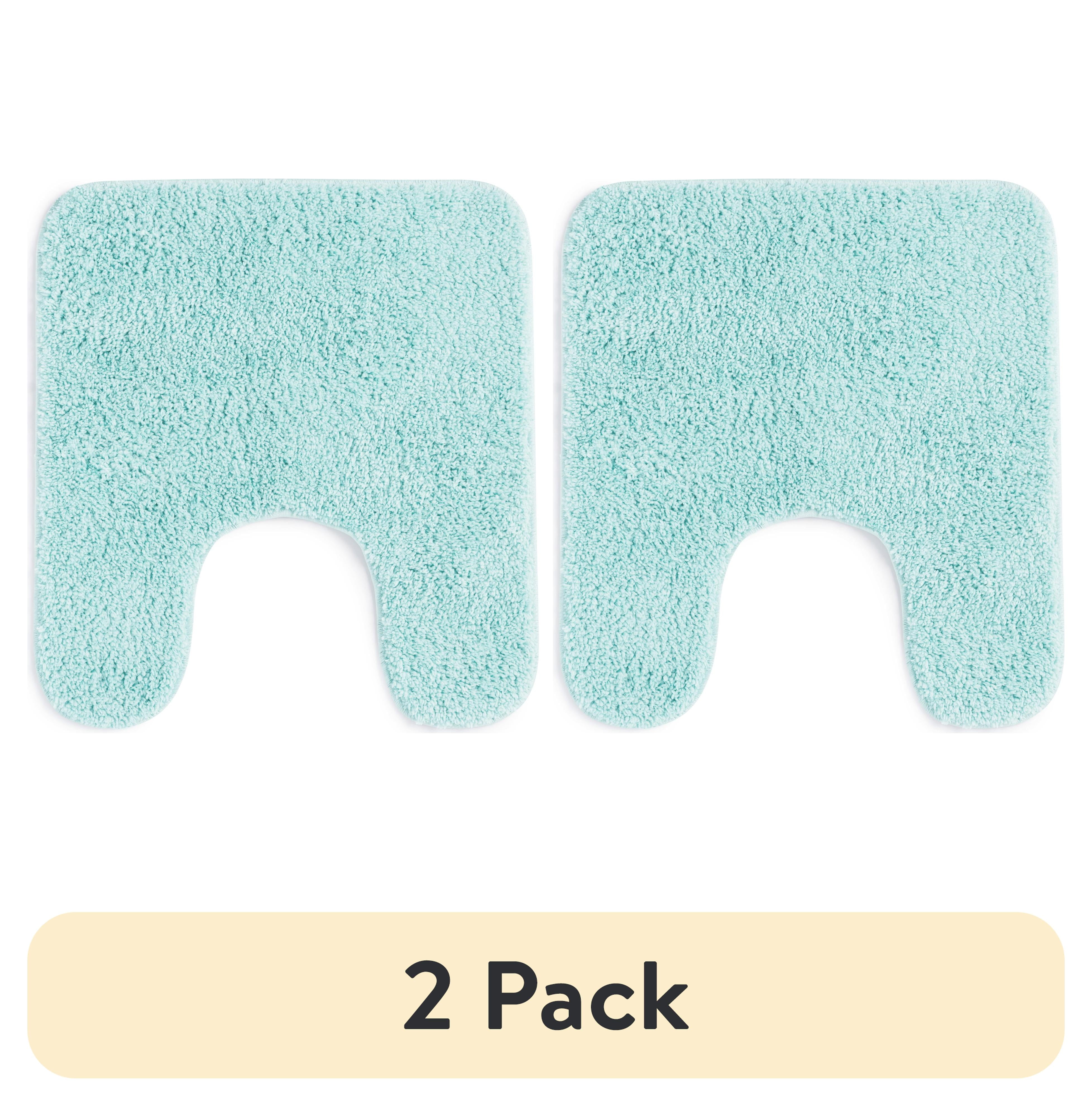 (2 pack) Mainstays Basic Polyester 20" x 22" Contour Bath Rug, Aqua ...