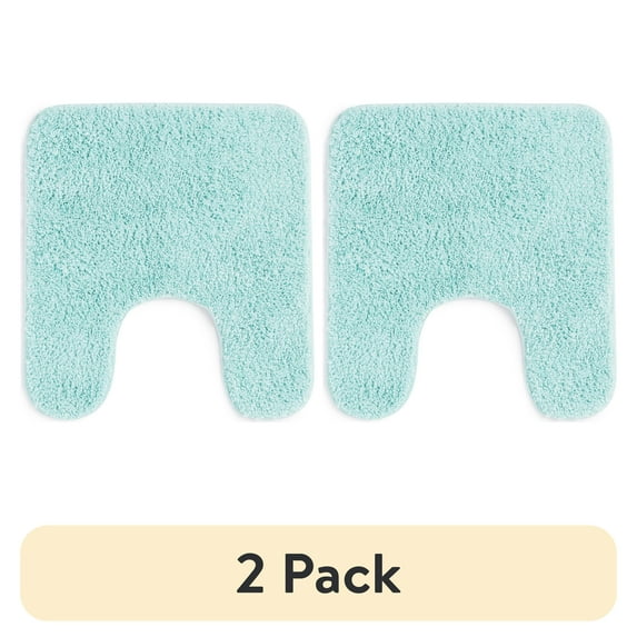 (2 pack) Mainstays Basic Polyester Contour Bath Rug, Aqua, 20" x 22 ...