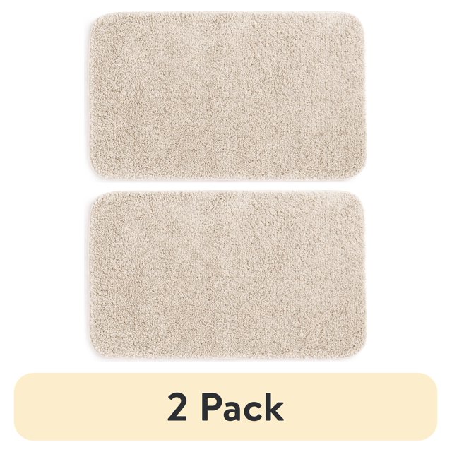 (2 pack) Mainstays Basic Polyester 20" x 32" Bath Rug, Tan - Walmart.com