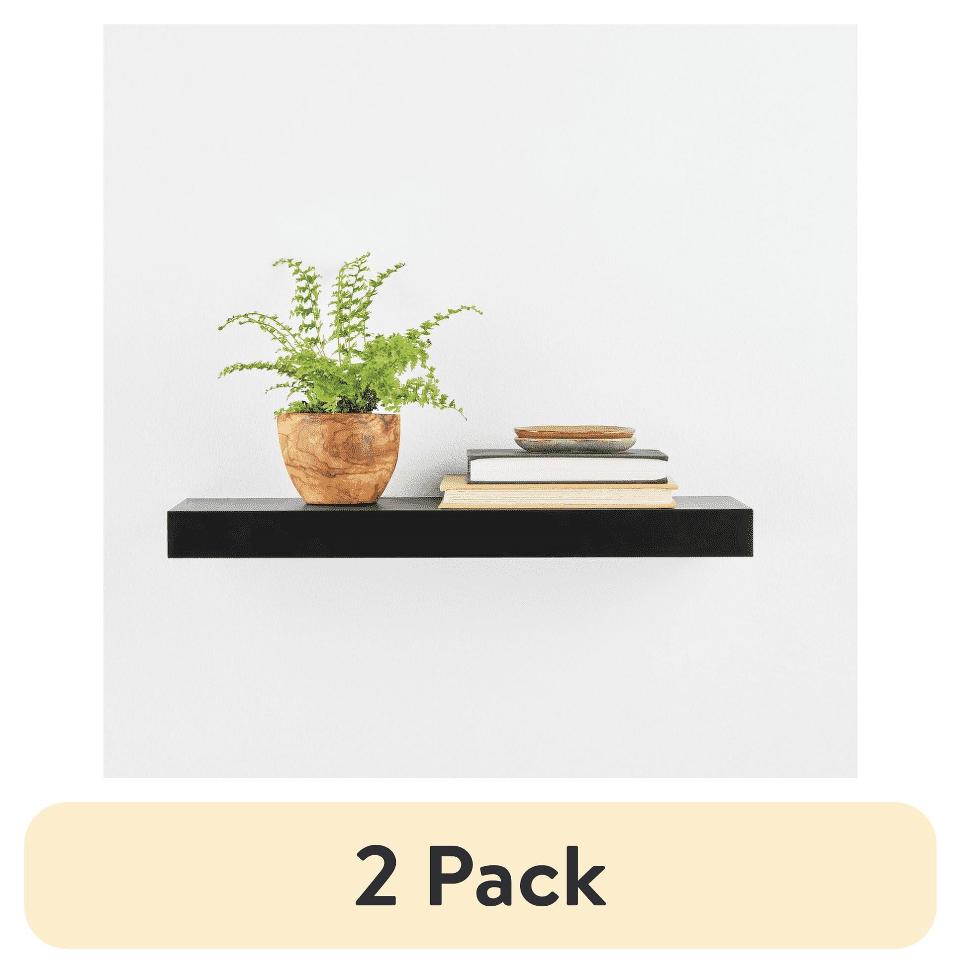 (2 pack) Mainstays Black 18" Wood Floating Shelf - Walmart.com