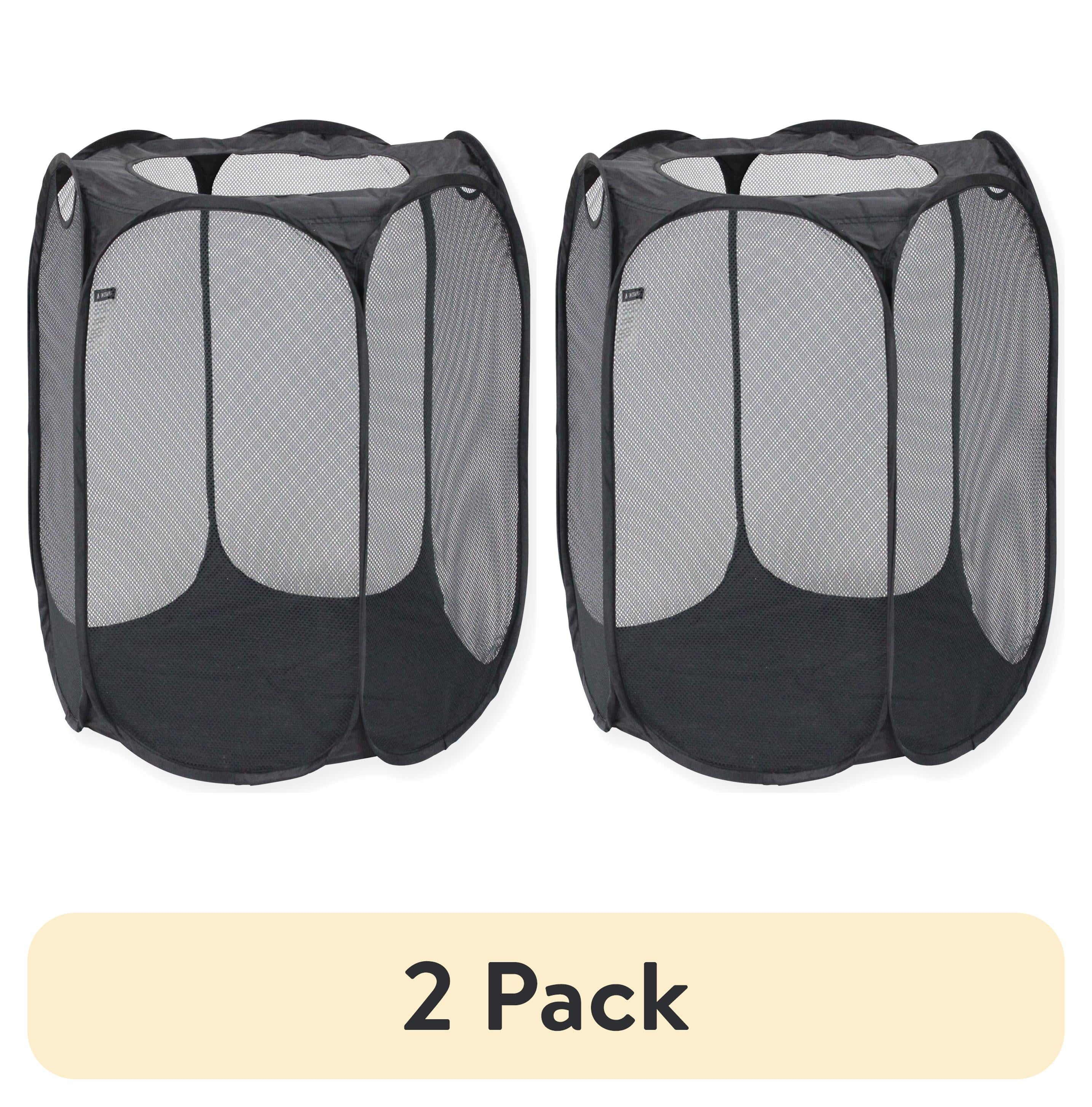 Mainstays 2 Pack Black Mesh Pop-Up Laundry Hamper with Handles ...