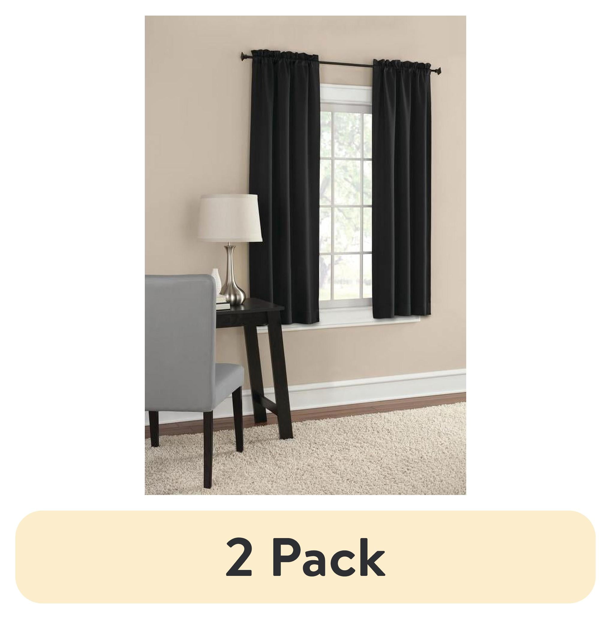 (2 pack) Mainstays Blackout Curtain Panel Pair, Set of 2, Black, 30"W x ...