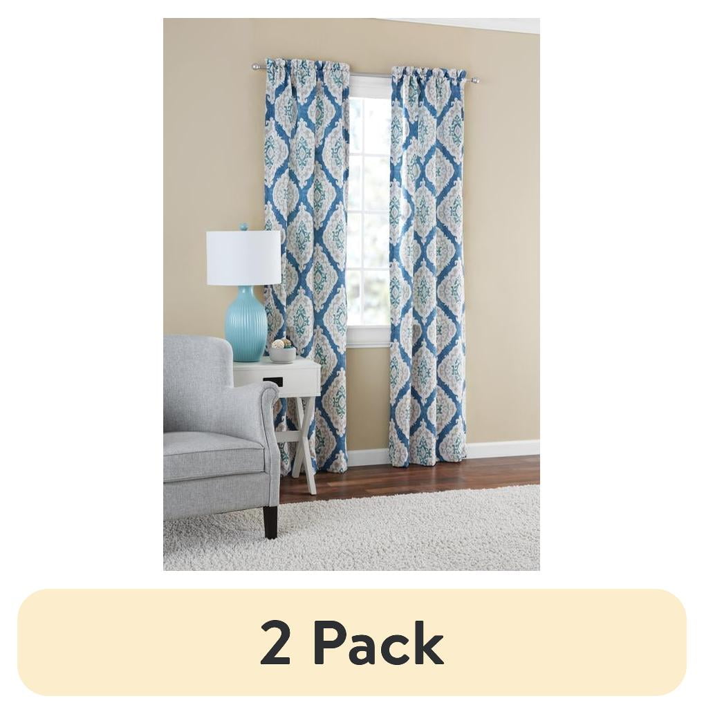 (2 pack) Mainstays Blackout Curtain Panel Pair, Set of 2, Ikat Blue, 30 ...