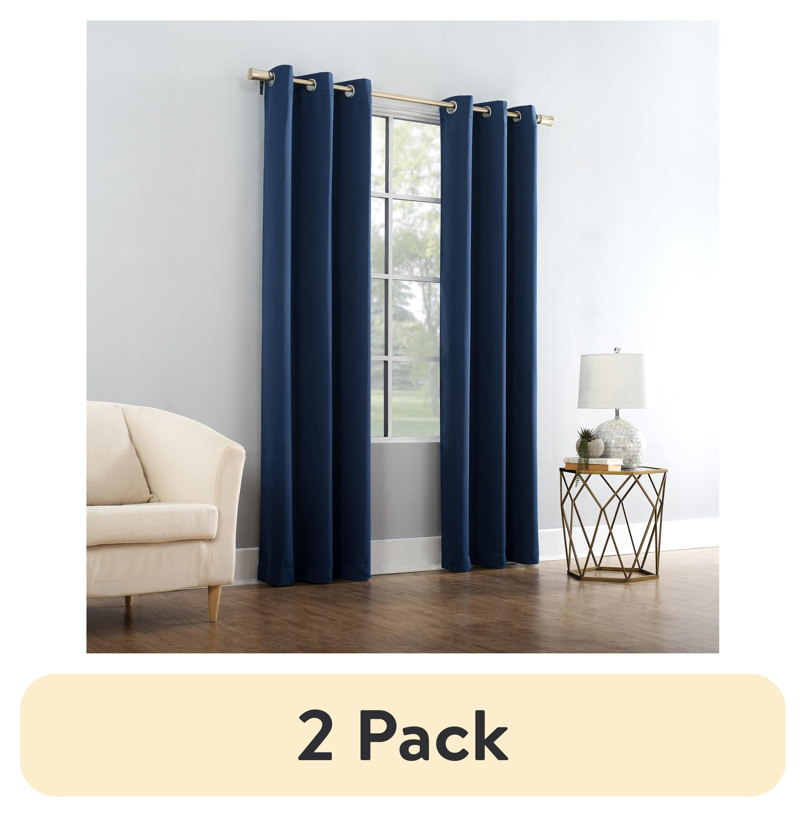 (2 pack) Mainstays Grommet Top Blackout Curtain Panel, 1 Panel, Blue ...