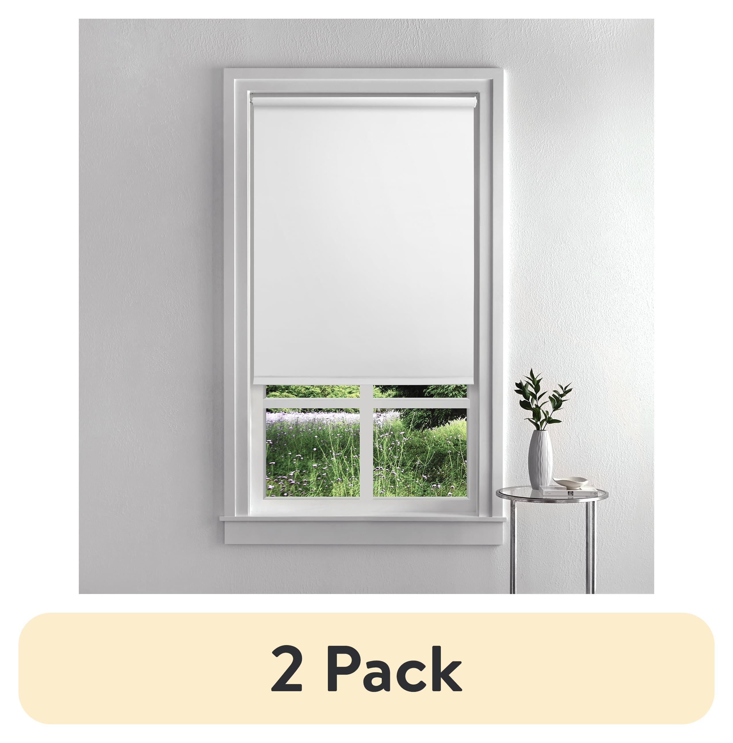 (2 pack) Mainstays Blackout Tear-to-Fit Roller Shade, 1-Piece, White ...