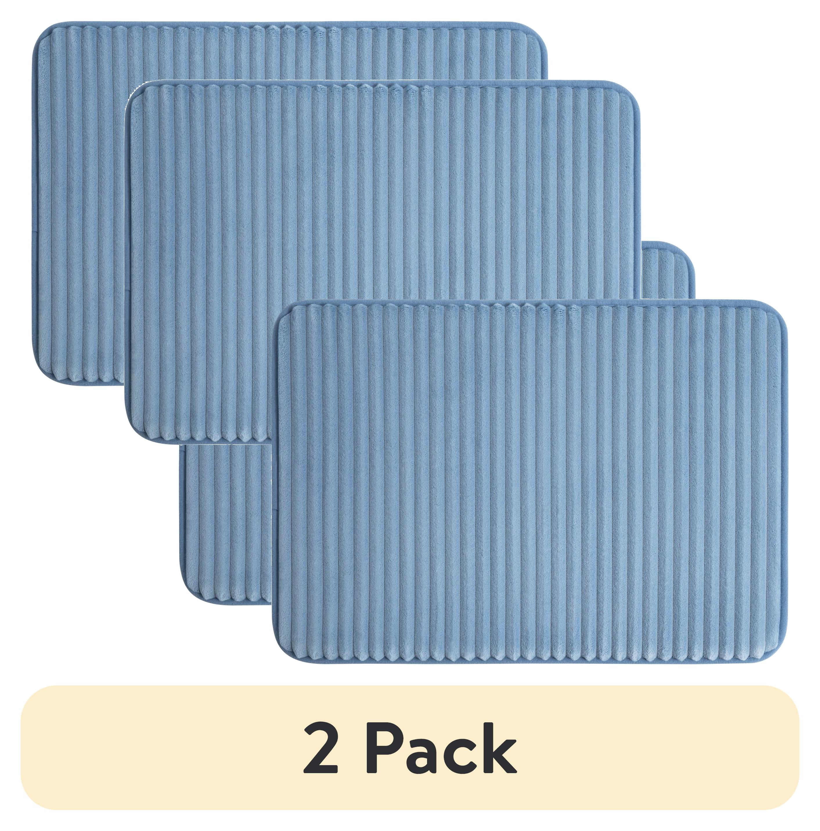 (2 pack) Mainstays Blue 2-Piece Performance Foam 17"x 24" Bath Rug Set ...