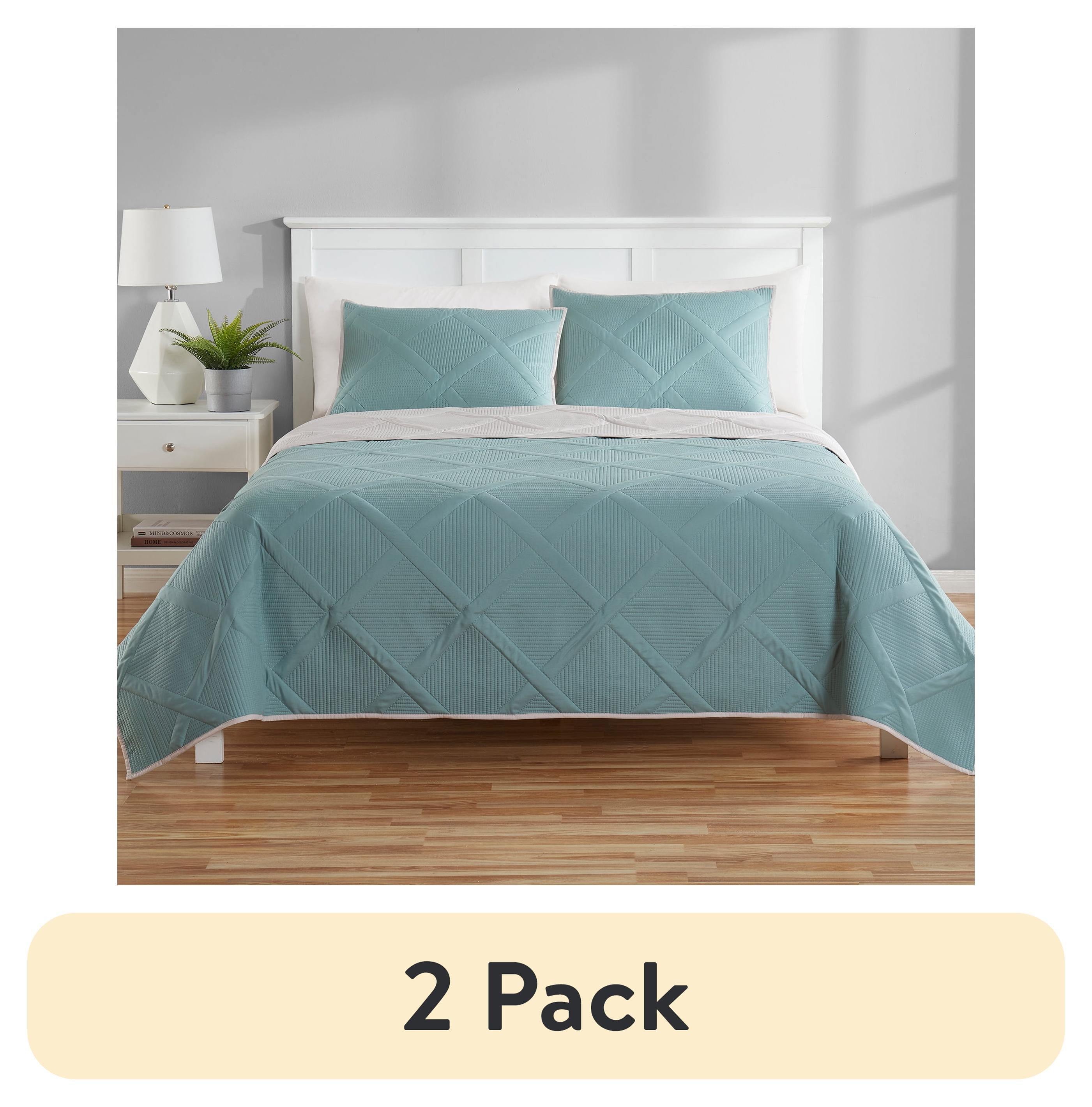 (2 pack) Mainstays Blue Diamond Sateen Polyester Bedspreads and ...